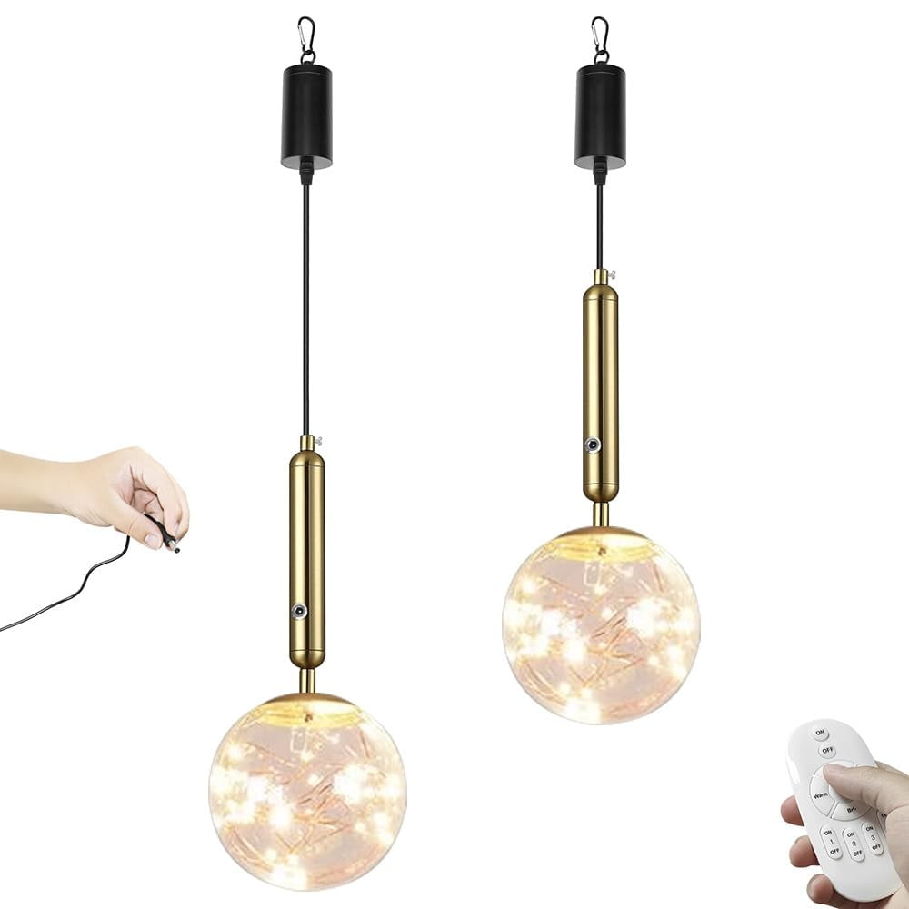Kiven Battery Operated Pendant Light with Remote Control,3W ...