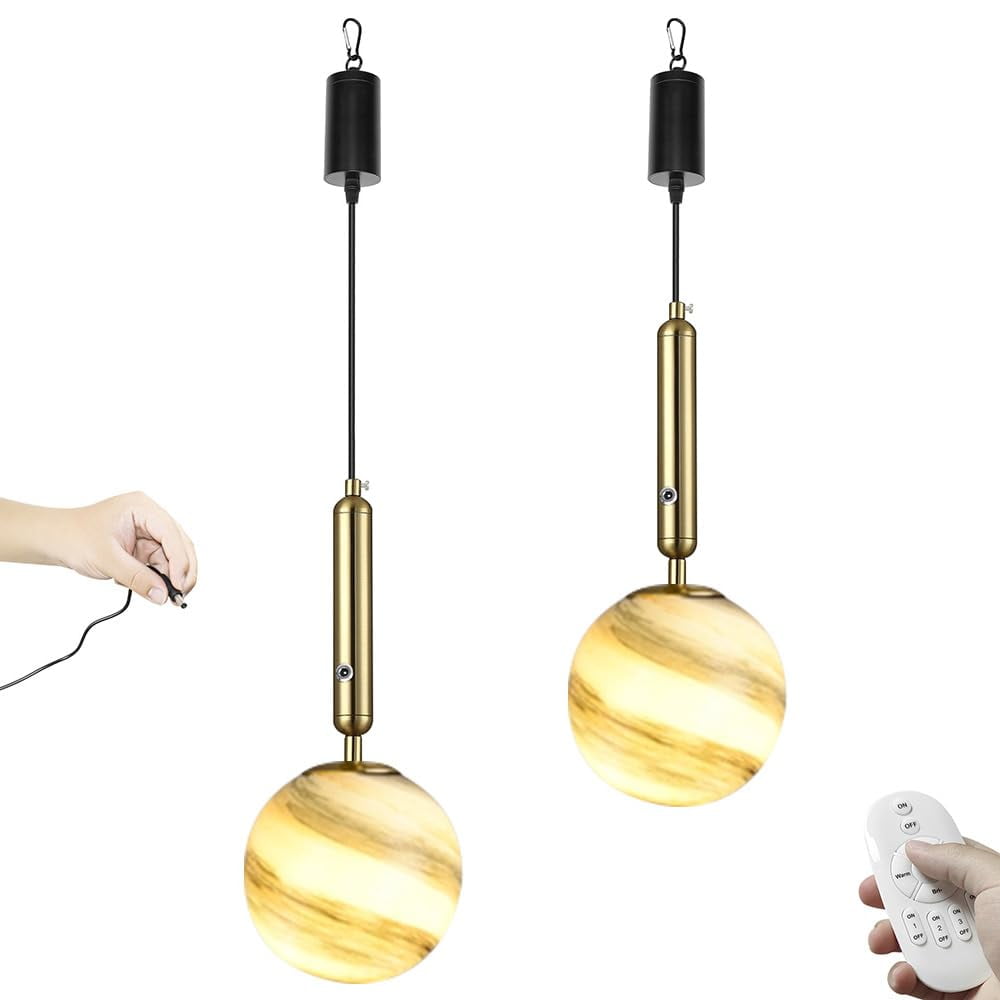 Kiven Battery Operated Pendant Light with Remote Control,3W ...