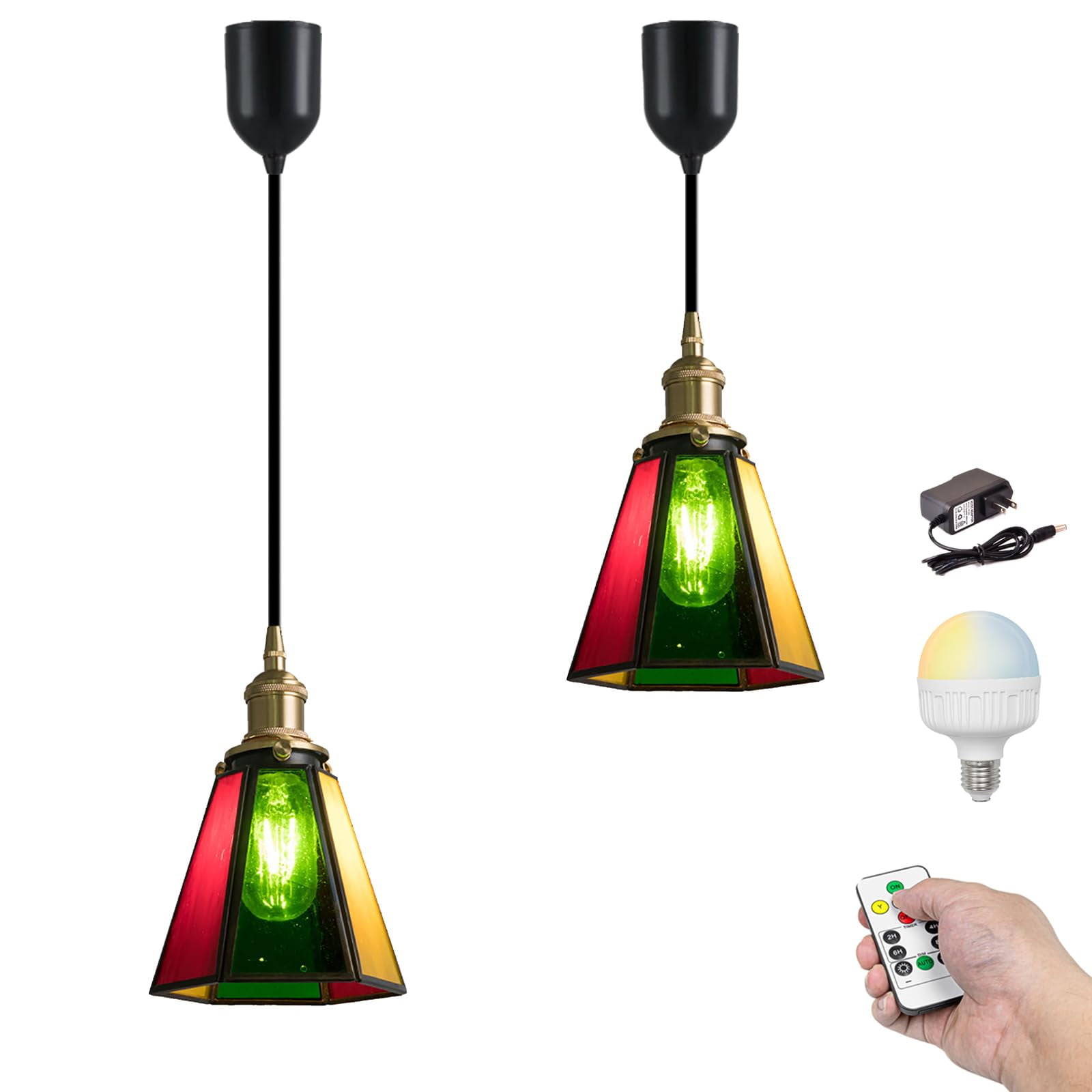Kiven Battery Operated Pendant Light with Remote Control, Rechargeable ...