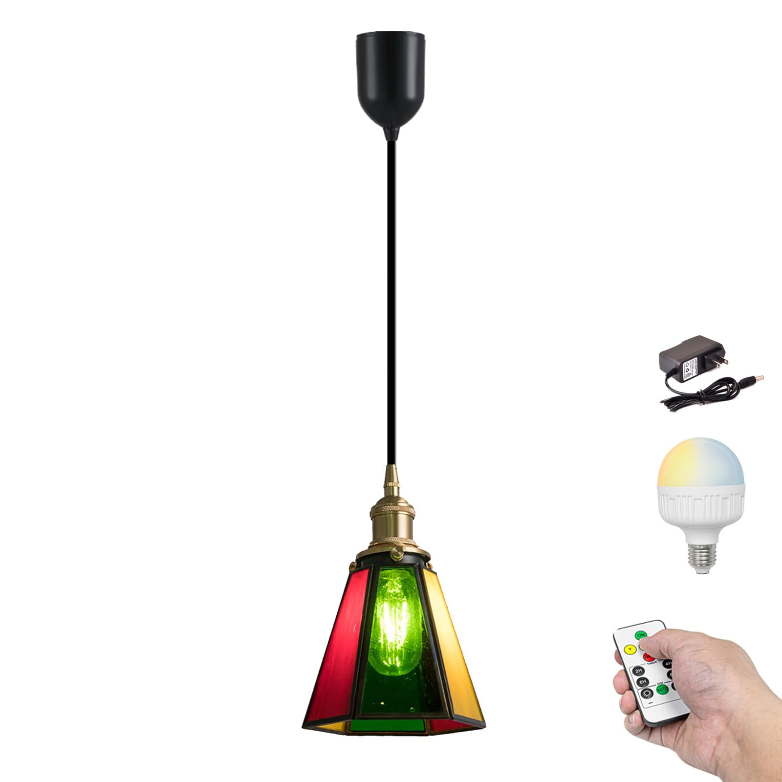 Kiven Battery Operated Pendant Light with Remote Control, Rechargeable ...