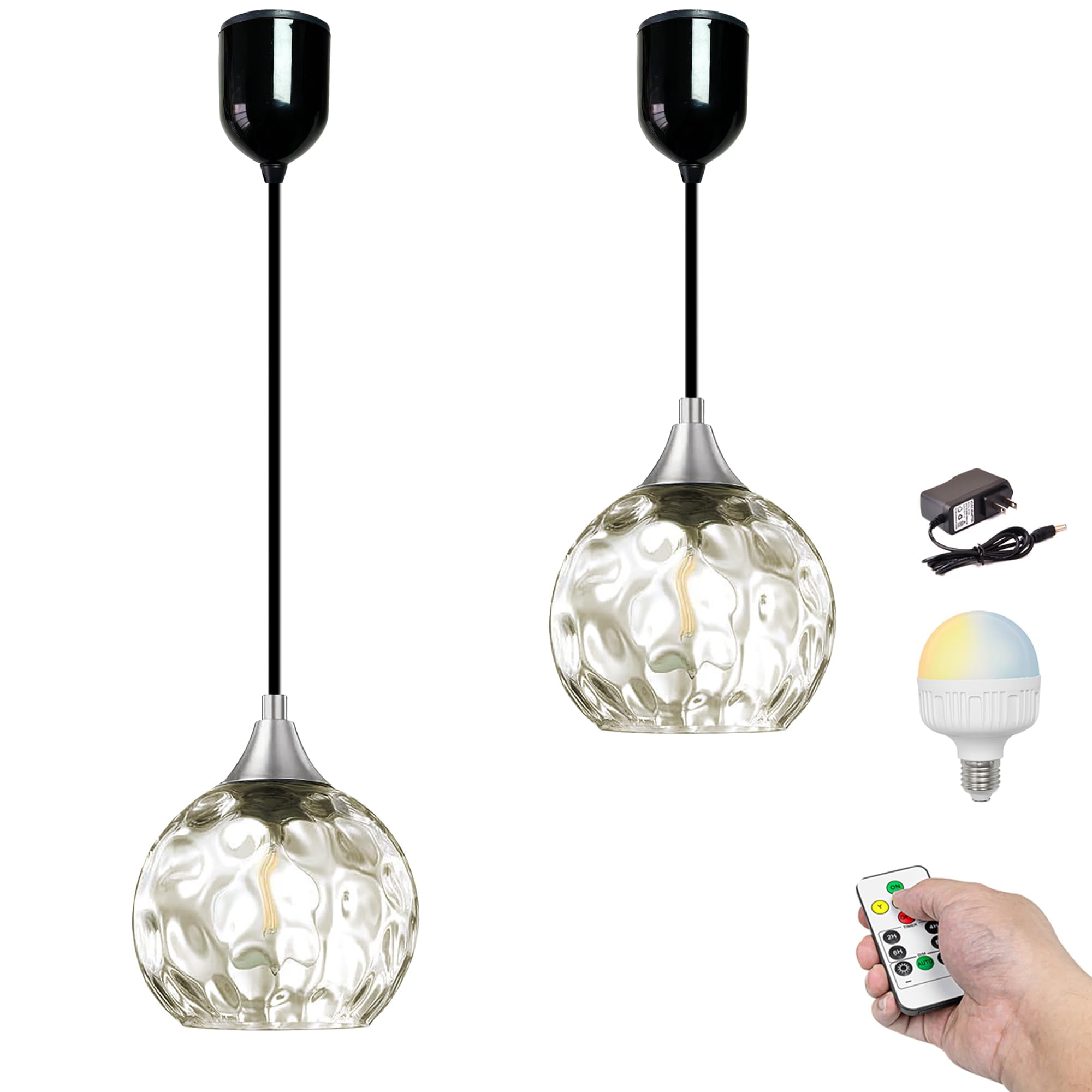 Kiven Battery Operated Pendant Light with Remote Control, Rechargeable ...