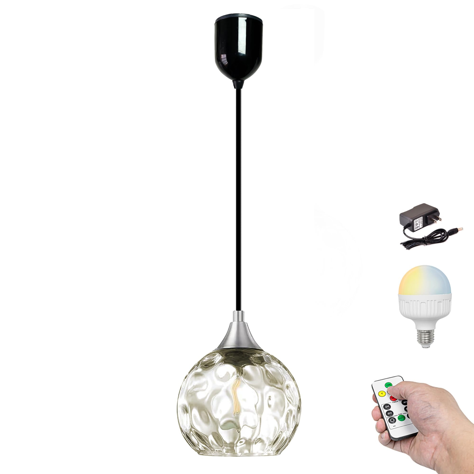 Kiven Battery Operated Pendant Light with Remote Control, Rechargeable ...