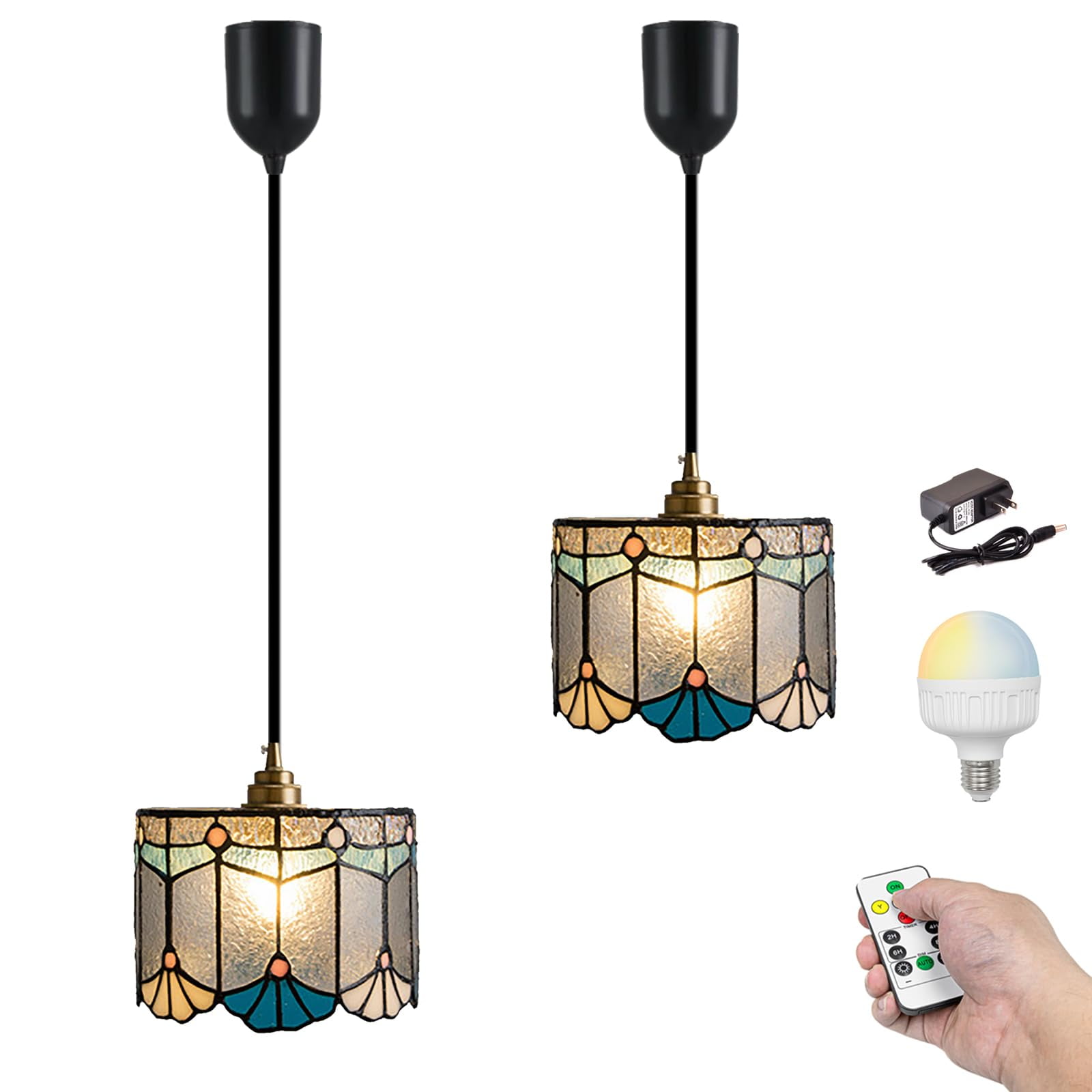 Kiven Battery Operated Pendant Light with Remote Control, Rechargeable ...