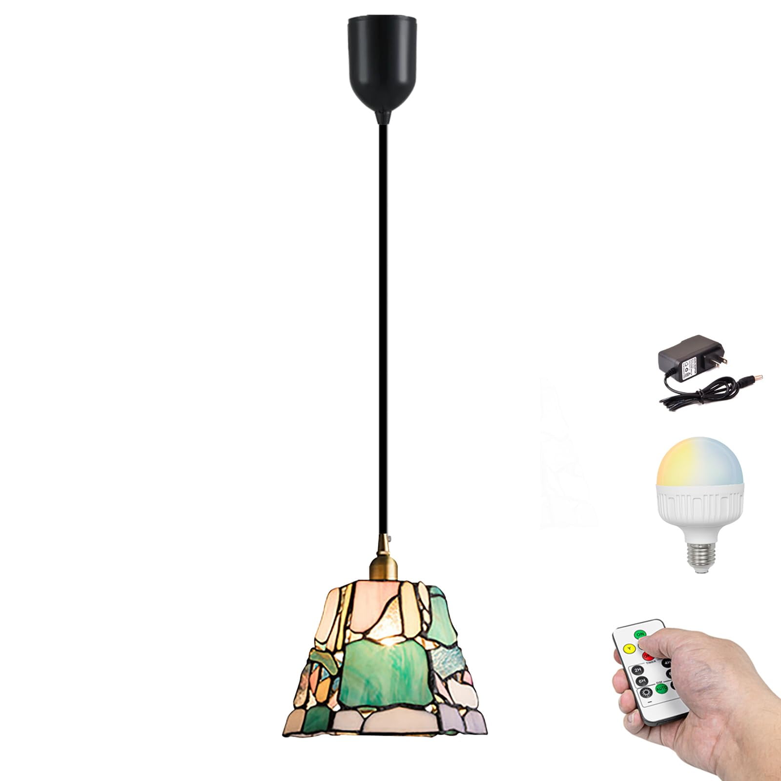 Kiven Battery Operated Pendant Light with Remote Control, Rechargeable ...