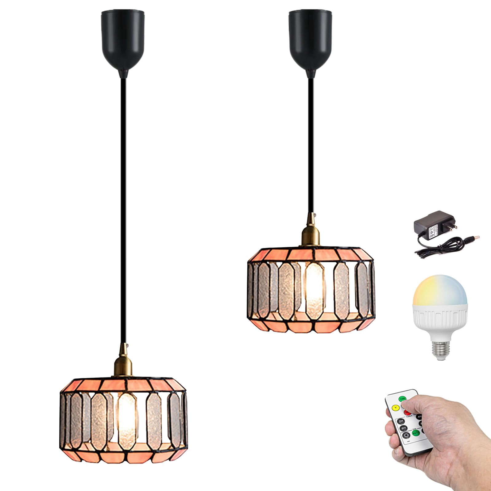 Kiven Battery Operated Pendant Light with Remote Control, Rechargeable ...