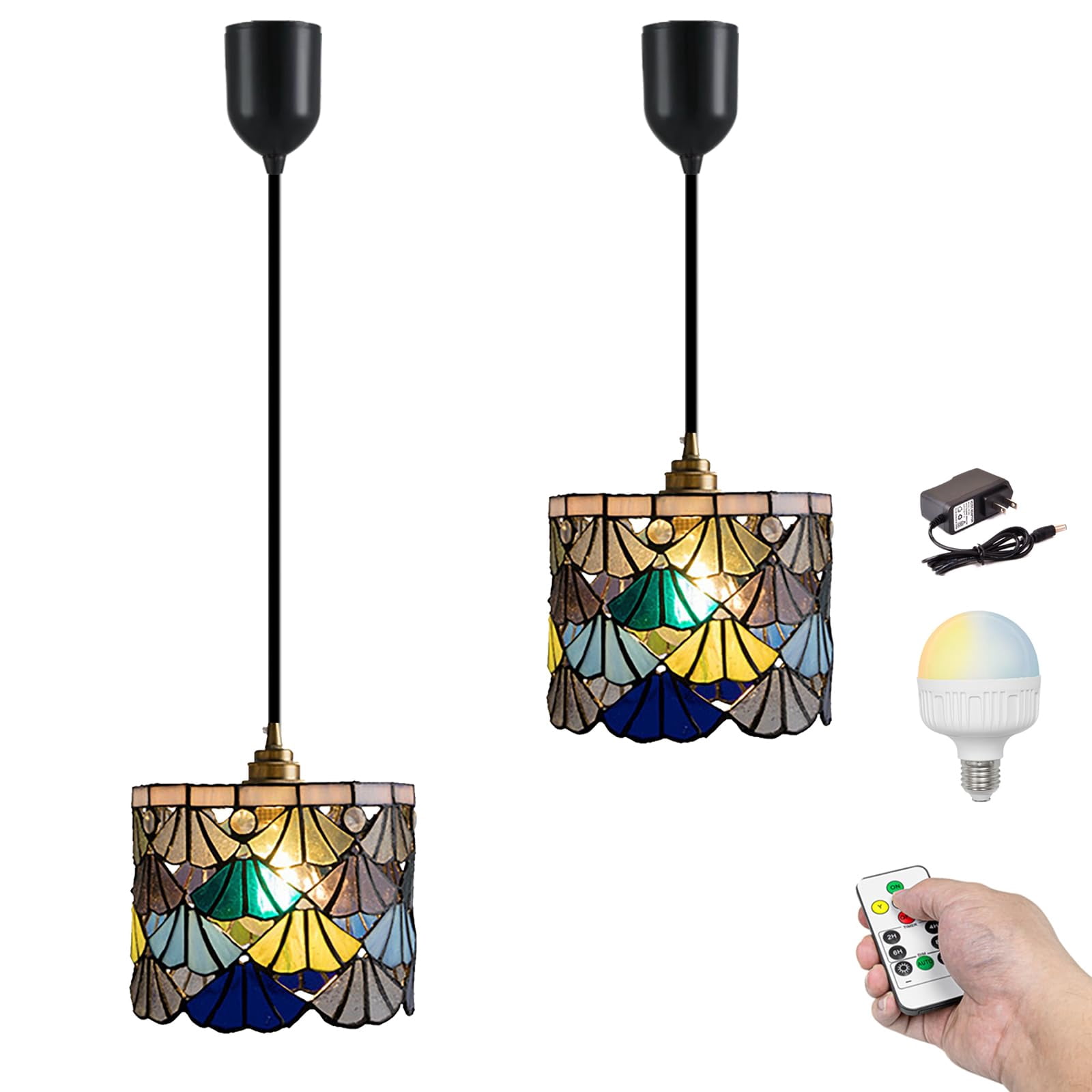 Kiven Battery Operated Pendant Light with Remote Control, Rechargeable ...