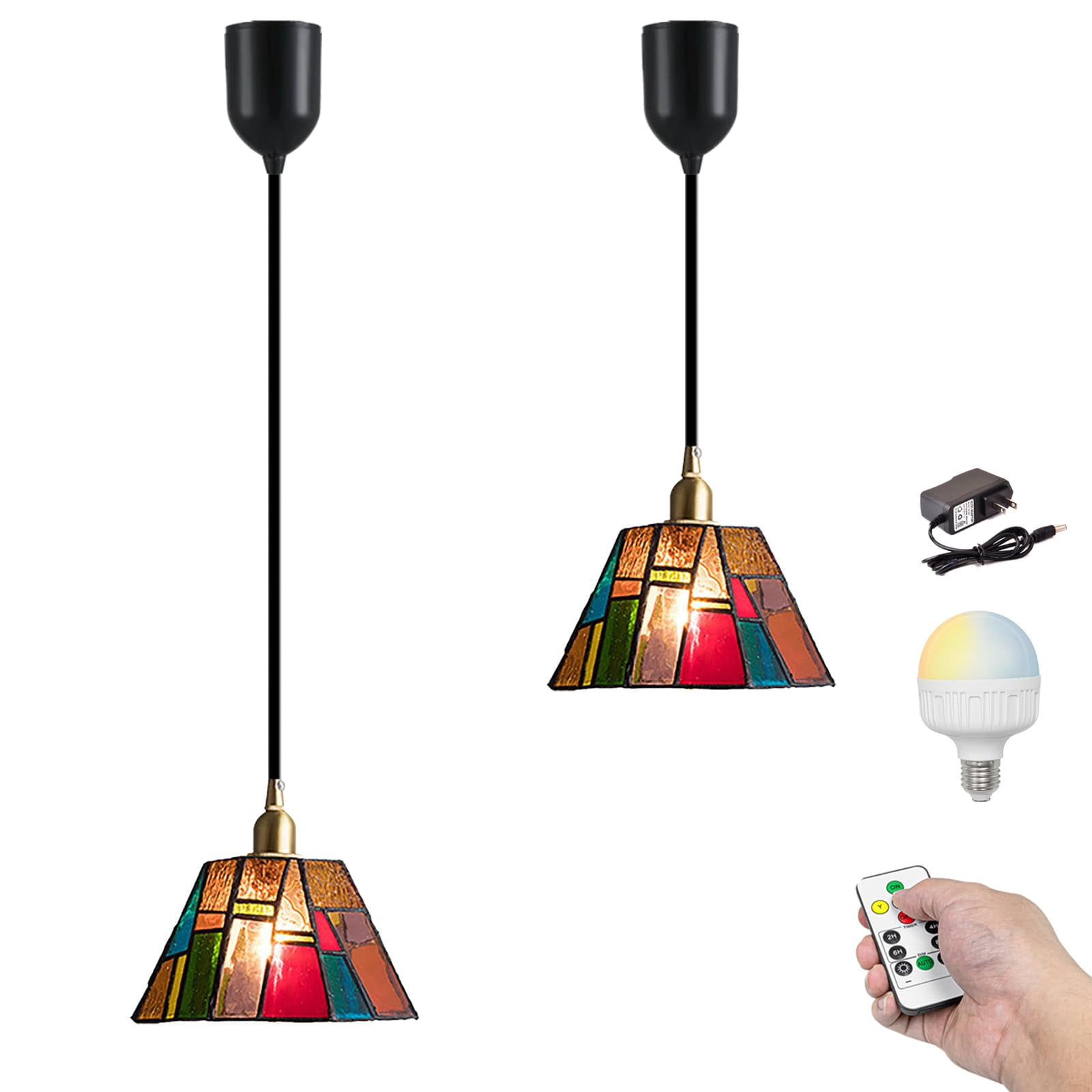 Kiven Battery Operated Pendant Light with Remote Control, Rechargeable ...