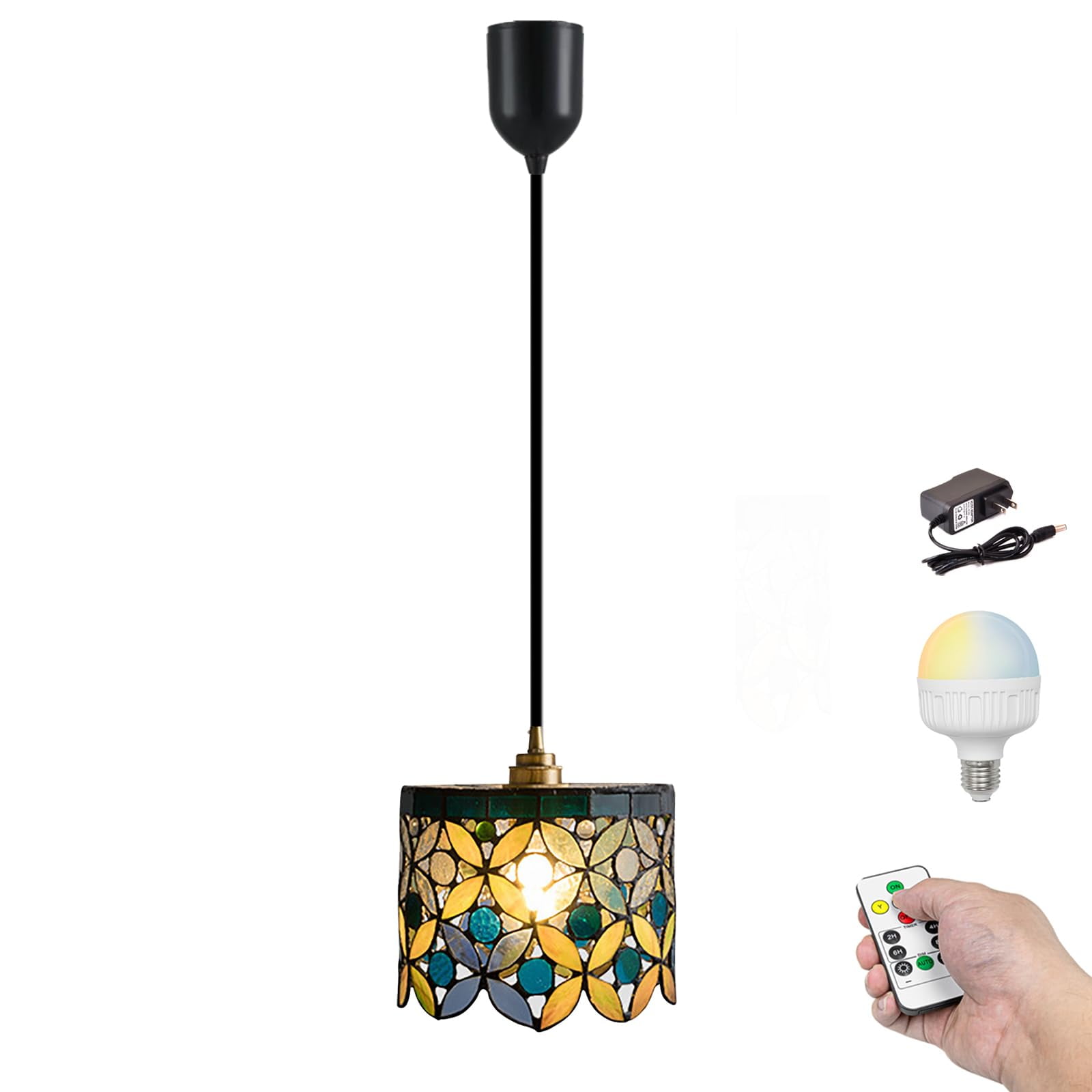 Kiven Battery Operated Pendant Light with Remote Control, Rechargeable ...