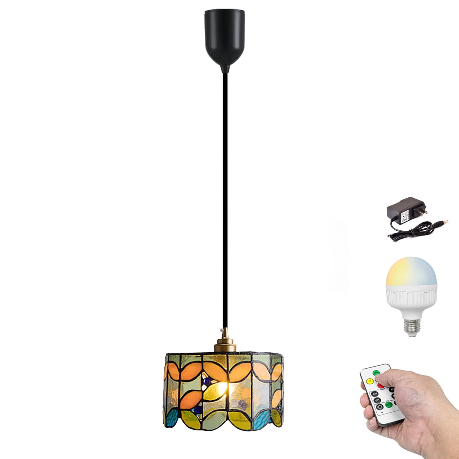 Kiven Battery Operated Pendant Light with Remote Control, Rechargeable ...