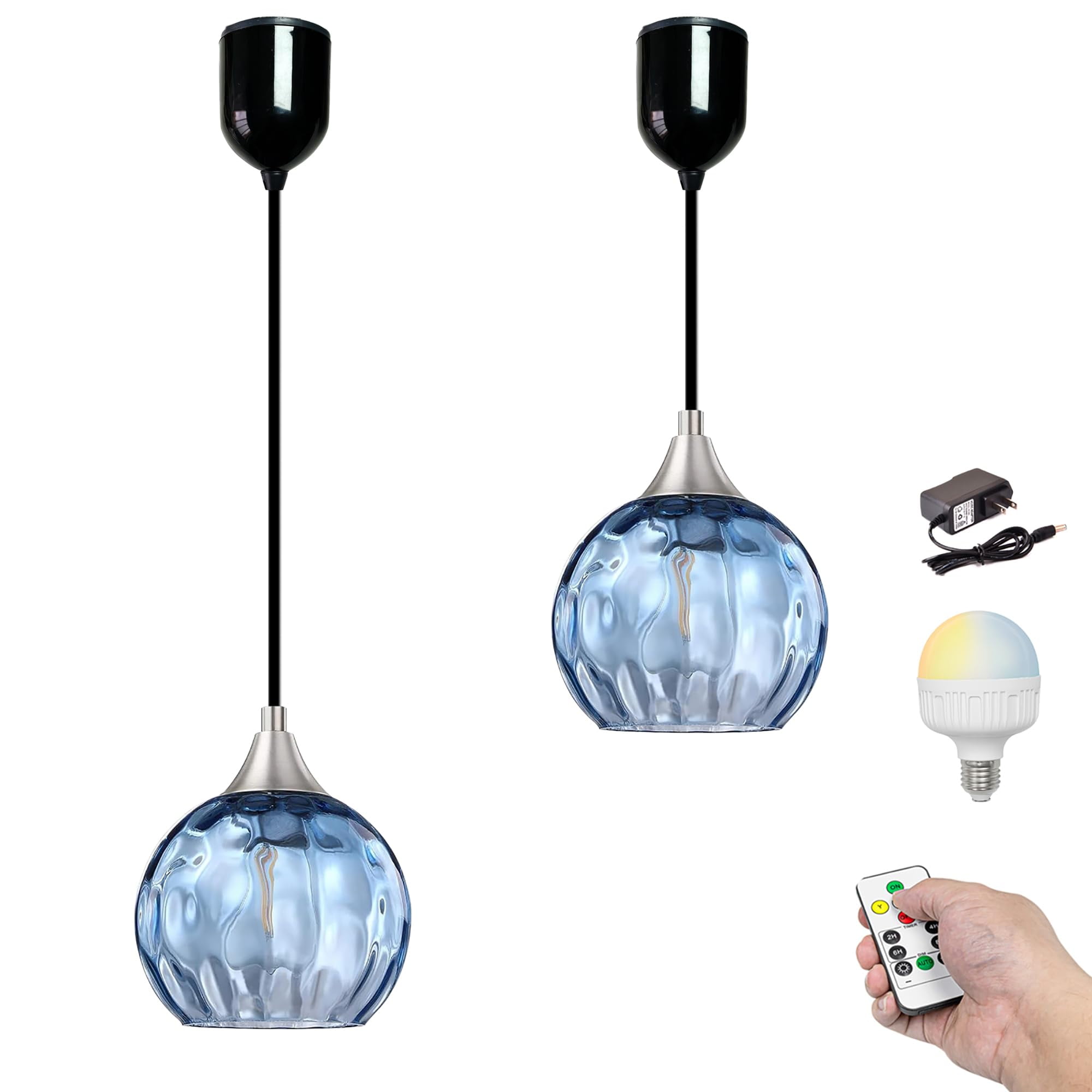 Kiven Battery Operated Pendant Light with Remote Control, Rechargeable ...