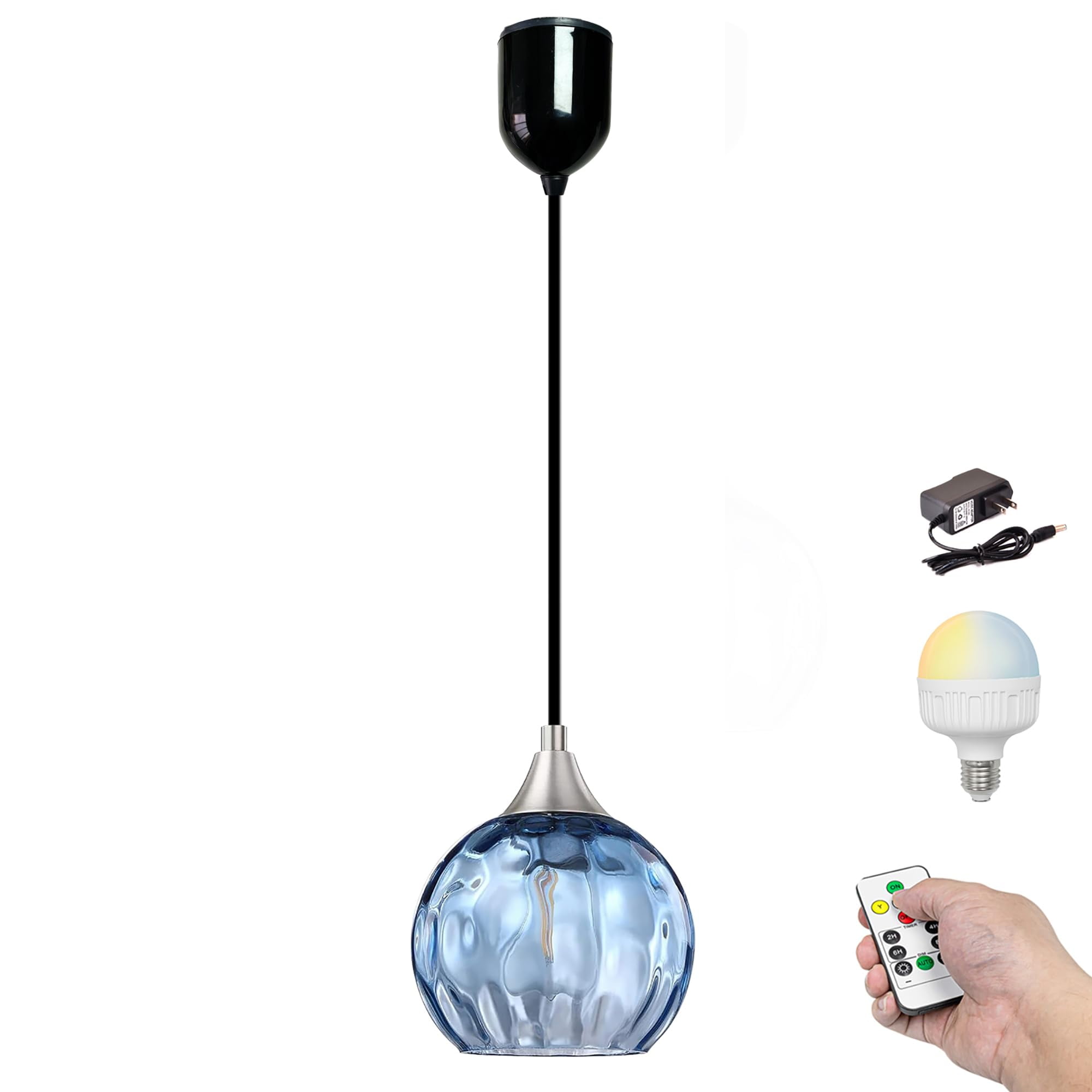 Kiven Battery Operated Pendant Light with Remote Control, Rechargeable ...
