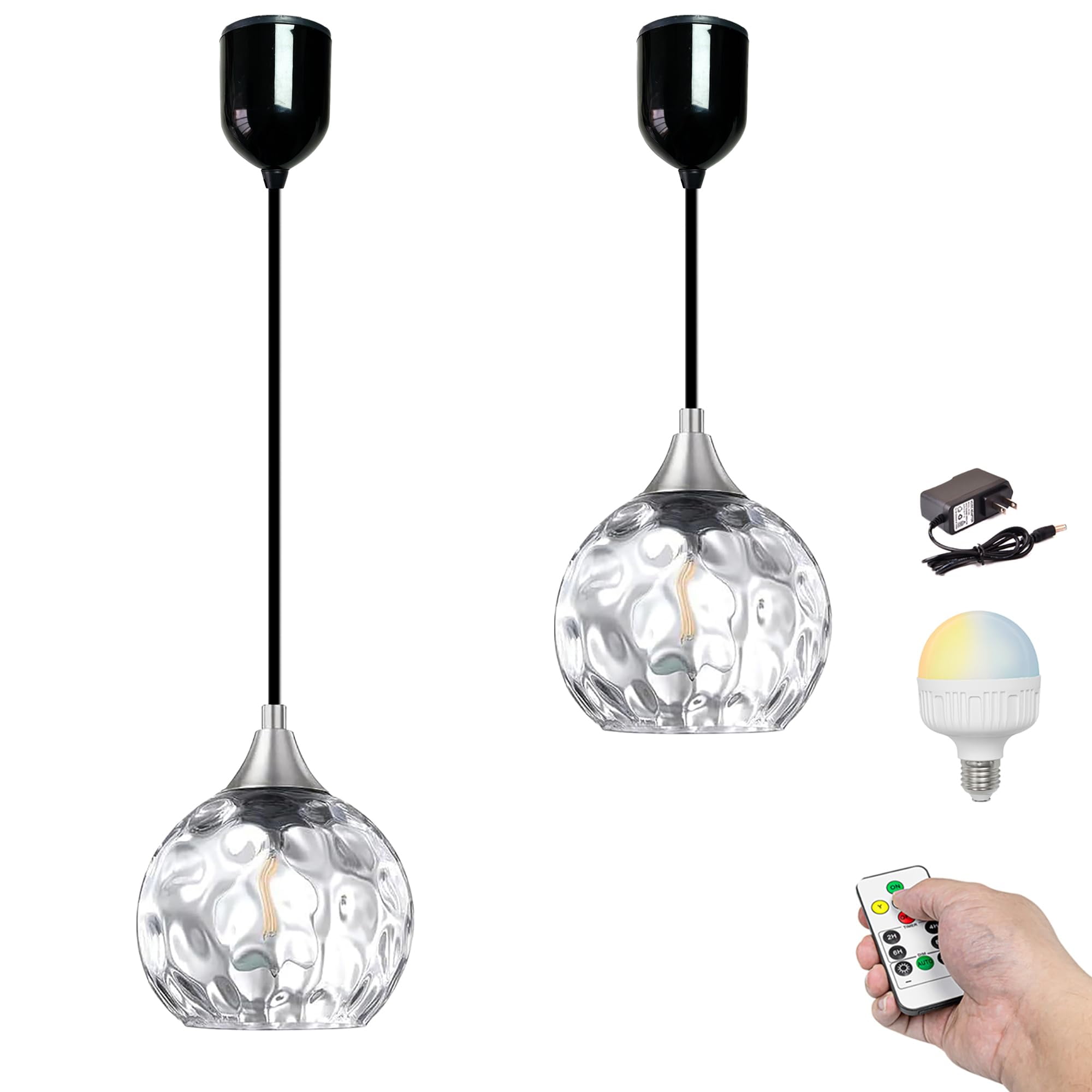 Kiven Battery Operated Pendant Light with Remote Control, Rechargeable ...