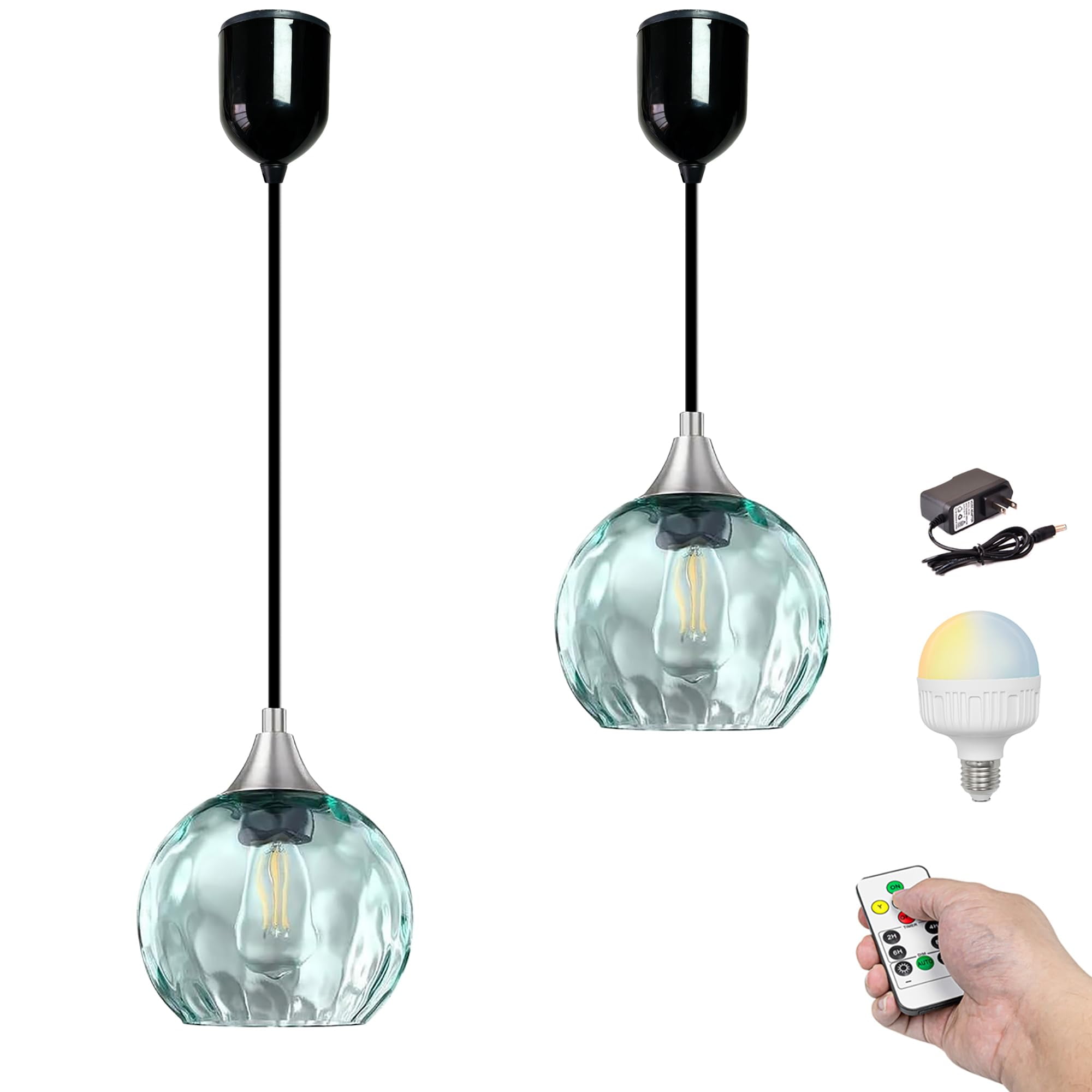 Kiven Battery Operated Pendant Light with Remote Control, Rechargeable ...