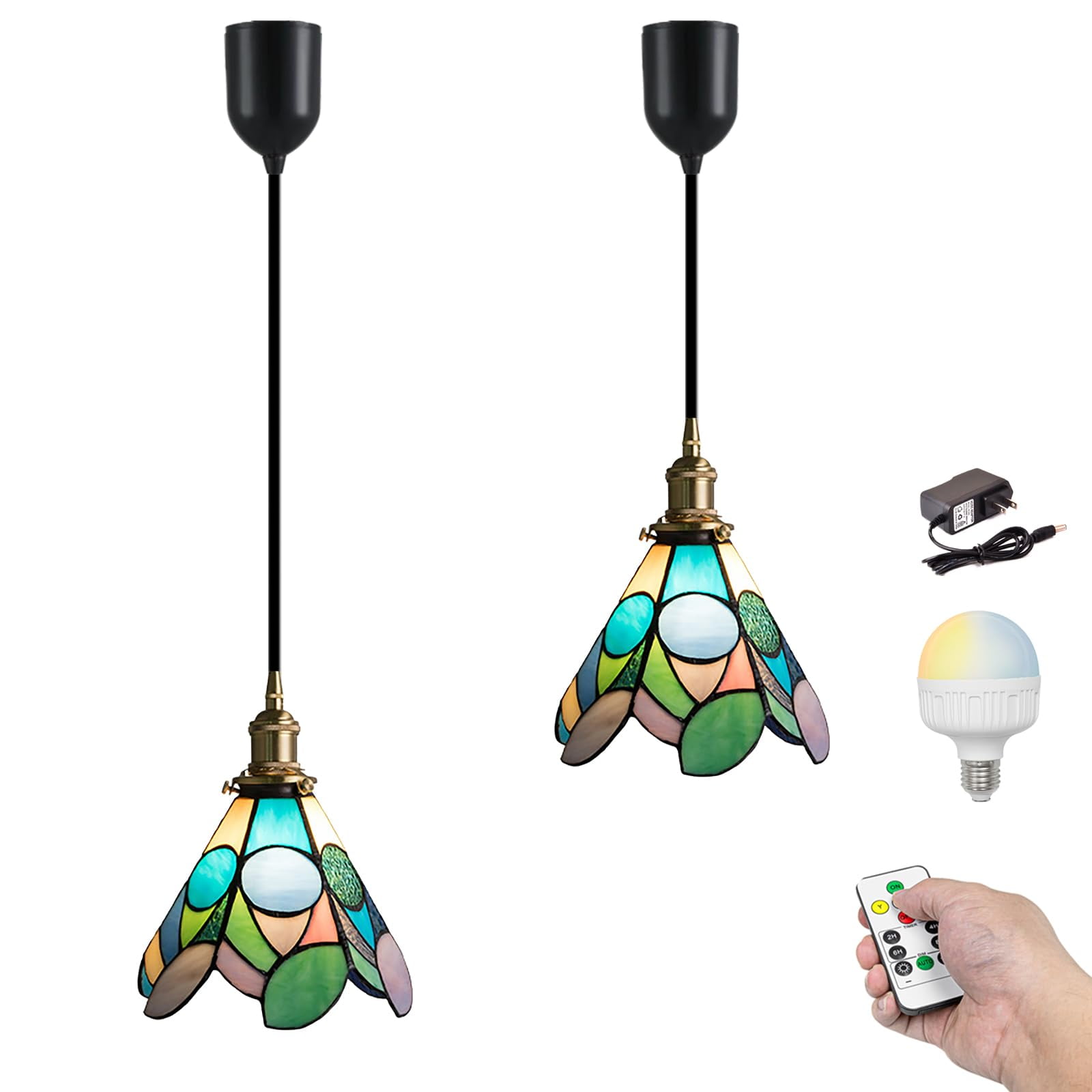 Kiven Battery Operated Pendant Light with Remote Control, Rechargeable ...