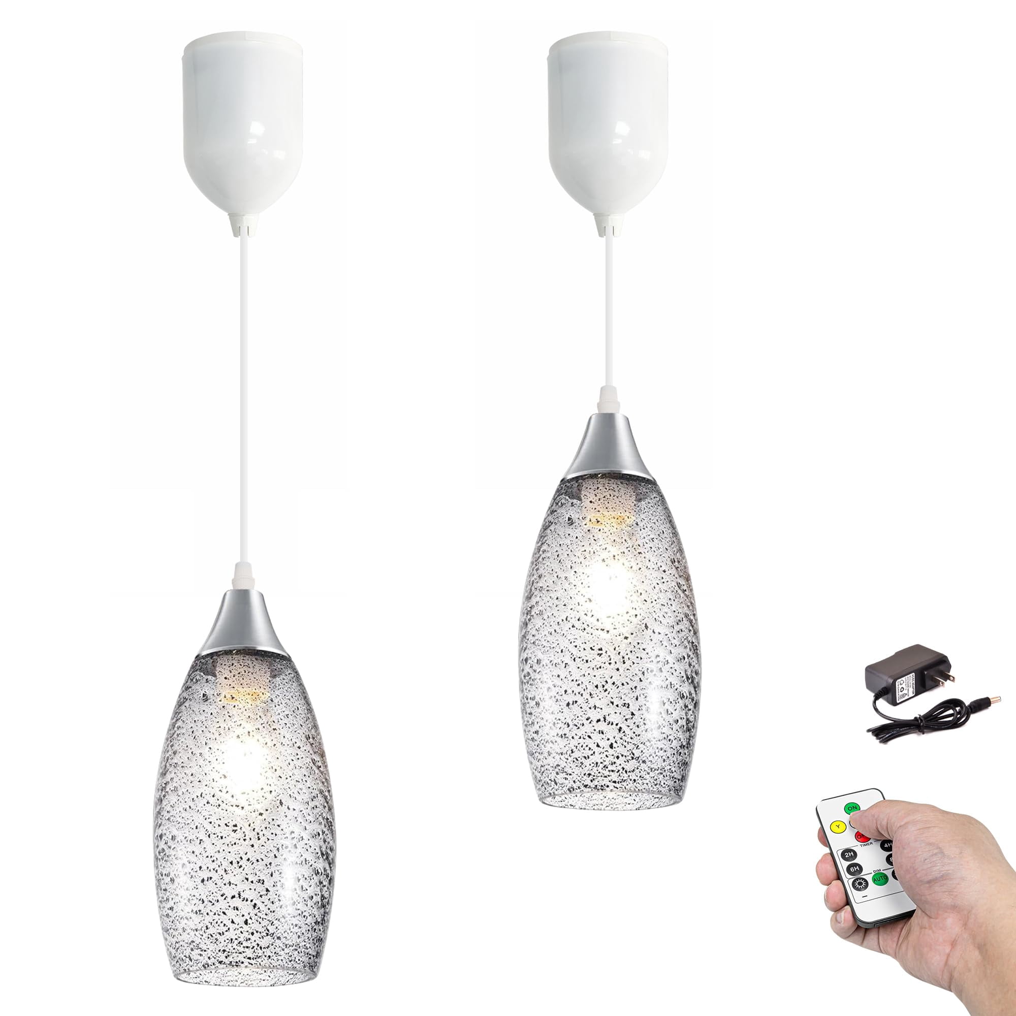 Kiven Battery Operated Pendant Light with Remote Control,Set of 2 ...
