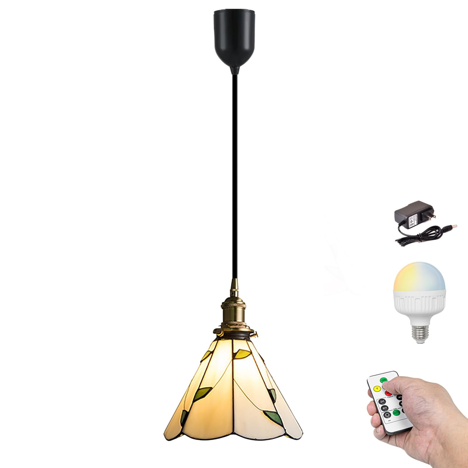 Kiven Battery Operated Pendant Light with Remote, Rechargeable Hanging ...