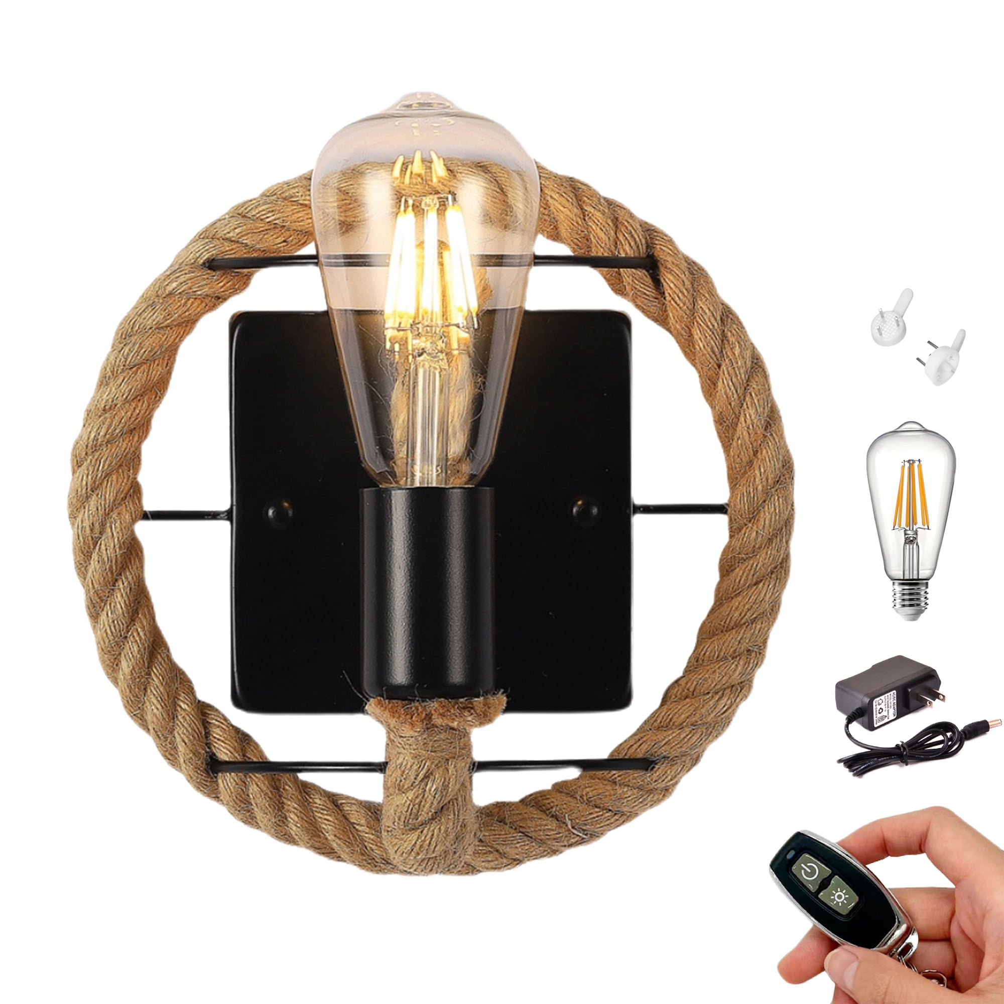 Kiven Battery Operated Wall Lamp, Industrial Iron Cage Wall Sconces ...