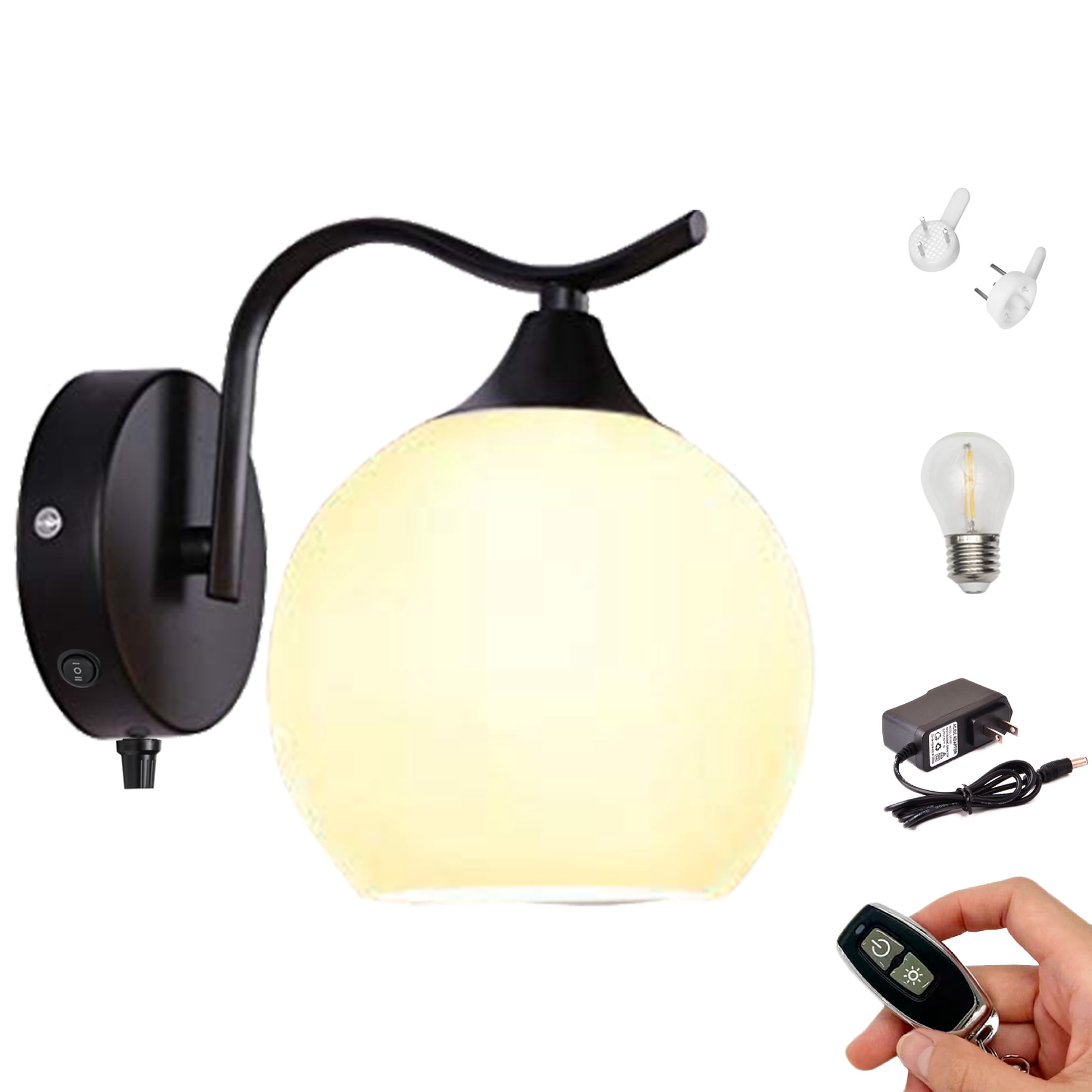 Kiven Battery Operated Wall Lamp, Modern Glass Wall Sconces, 3000K/Warm ...