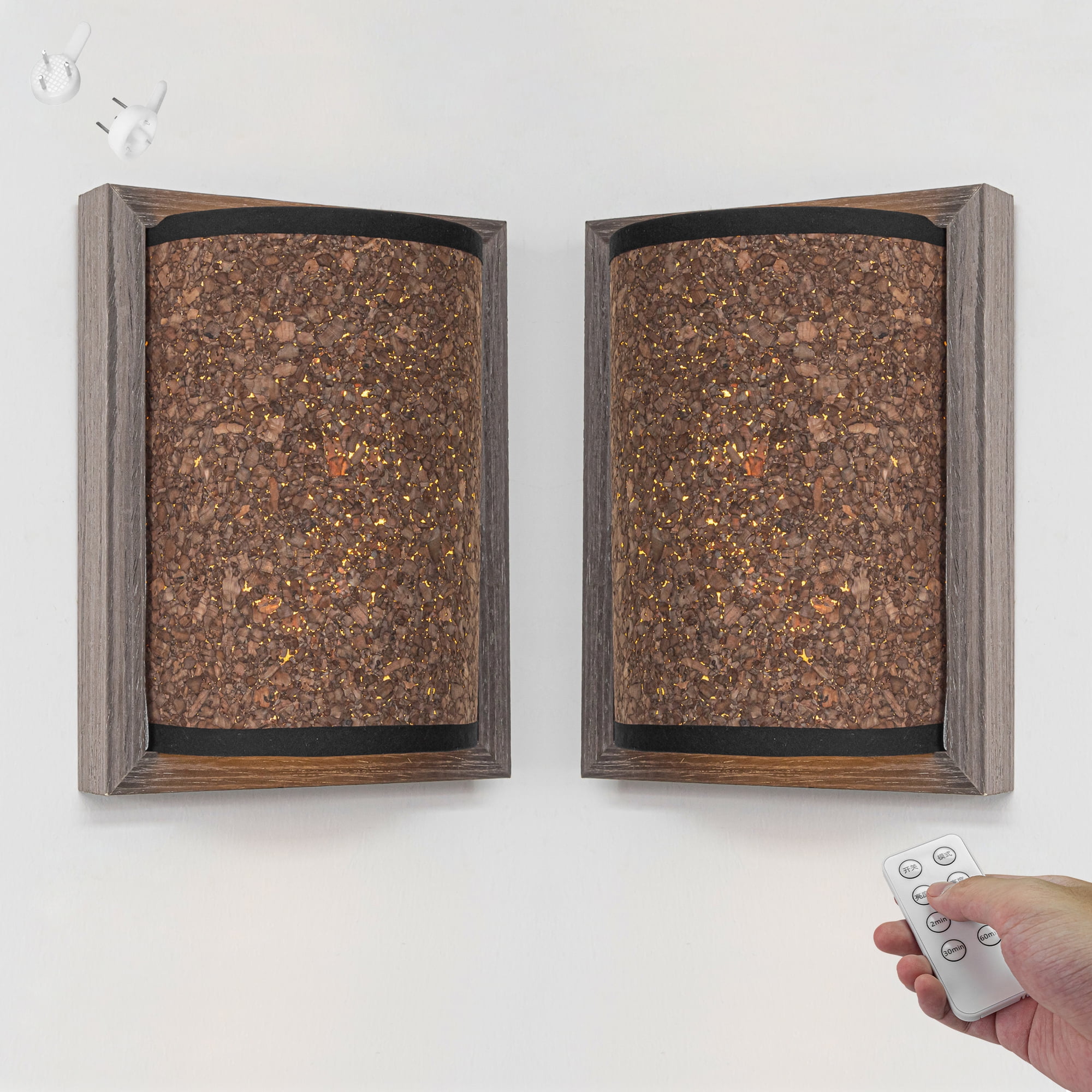 Kiven Battery Operated Wall Sconces with Remote Control,Fabric Battery ...