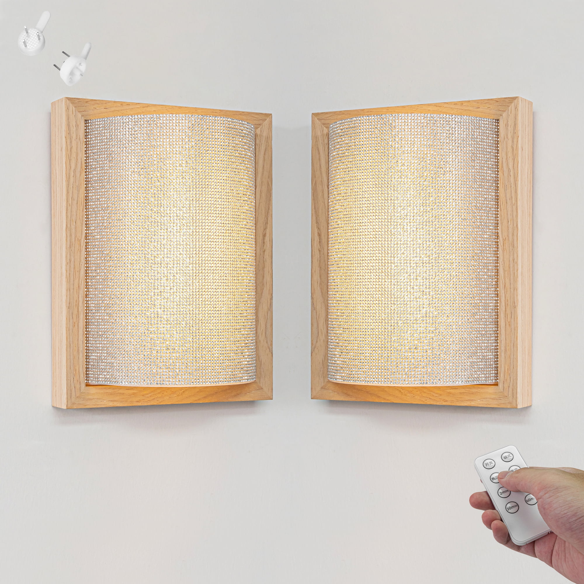 Kiven Battery Operated Wall Sconces with Remote Control,Rhinestones Glam Battery Wall Sconces ...