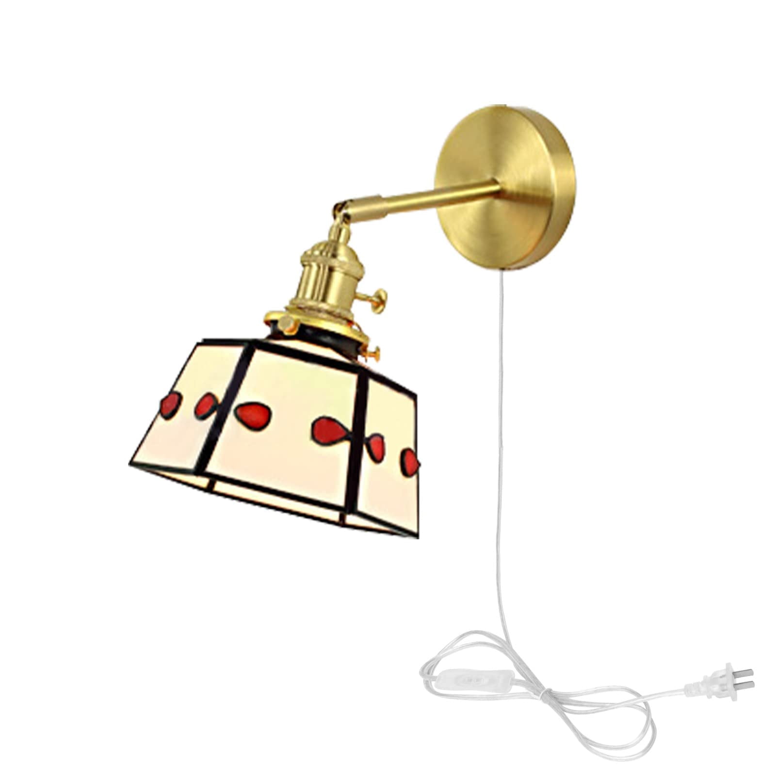 Kiven Brass Wall Lamp with a Plug-in Cord with on/Off Switch,E26 Socket ...