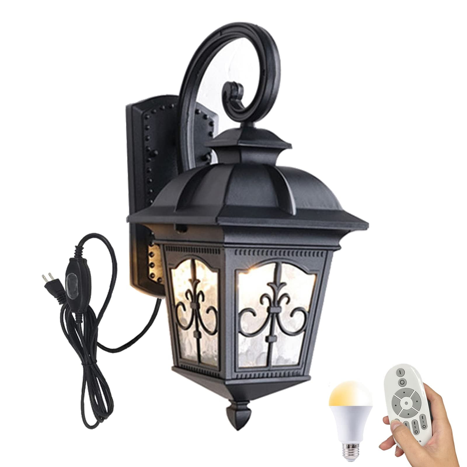 Kiven Classical Outdoor/Indoor Plug in Wall Mount Sconce Metal with ...