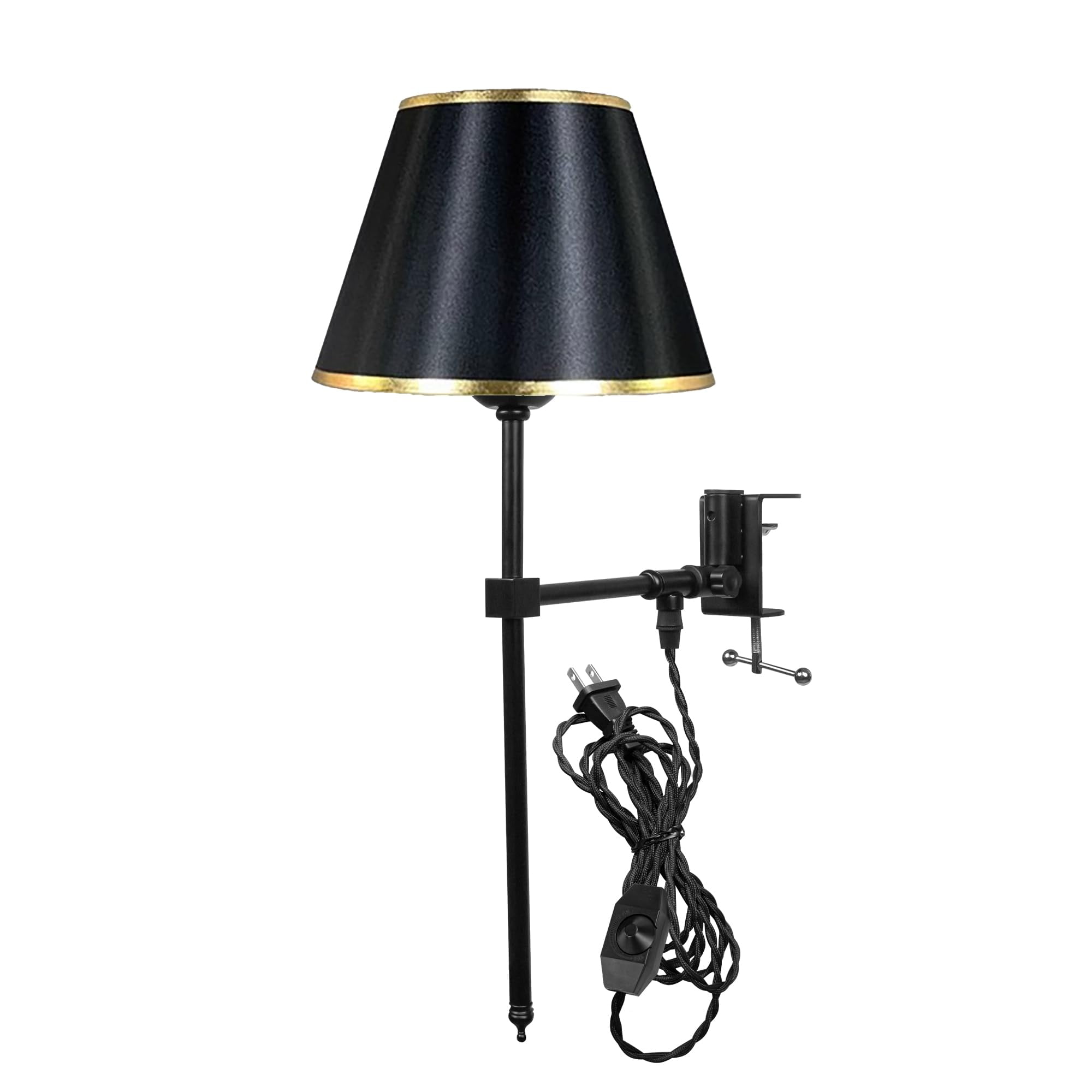 Kiven Clip Lamp, 1 Pack Farmhouse Clamp Lamp with Black Fabric ...