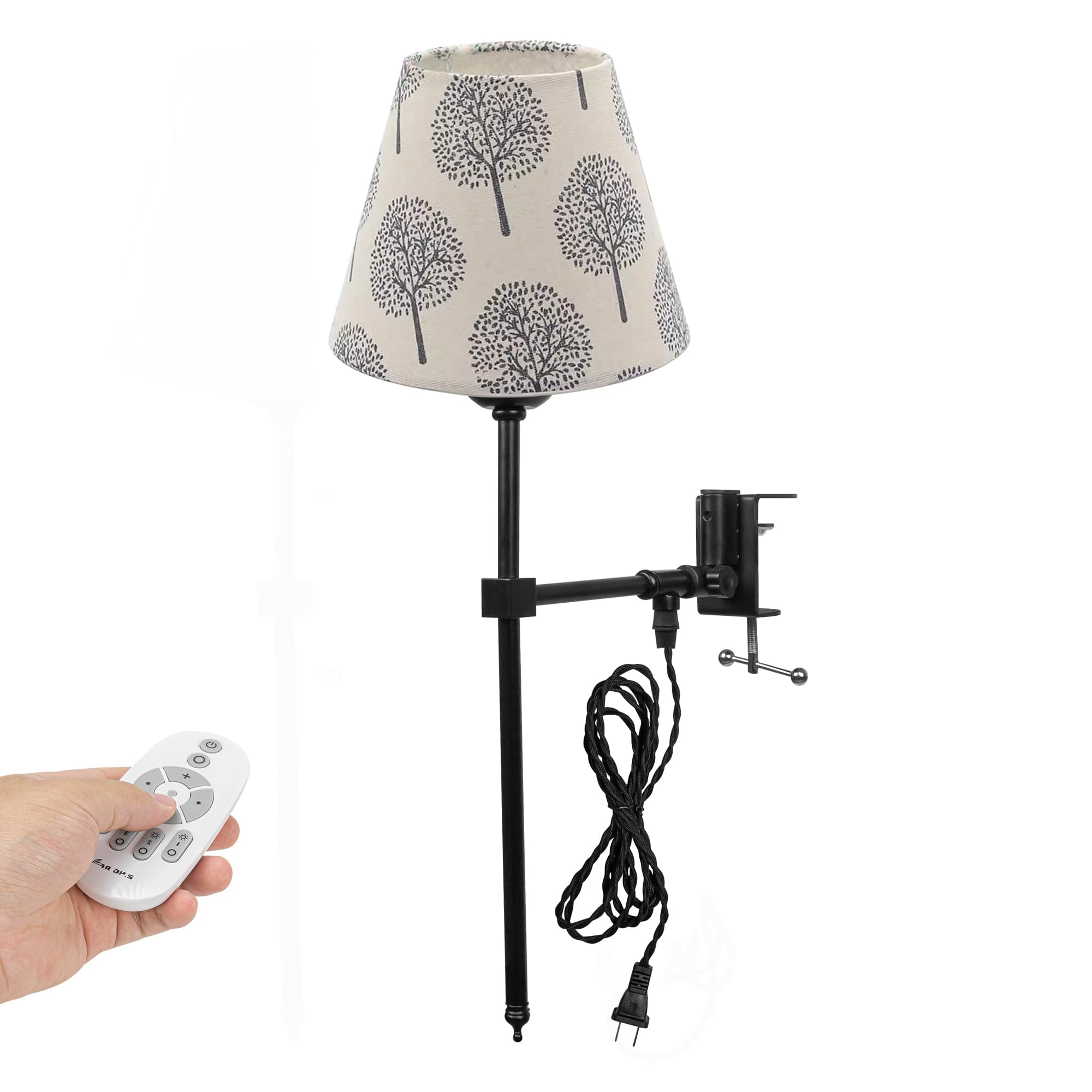 Kiven Clip Lamp, 1 Pack Farmhouse Clamp Lamp with Cream Fabric ...