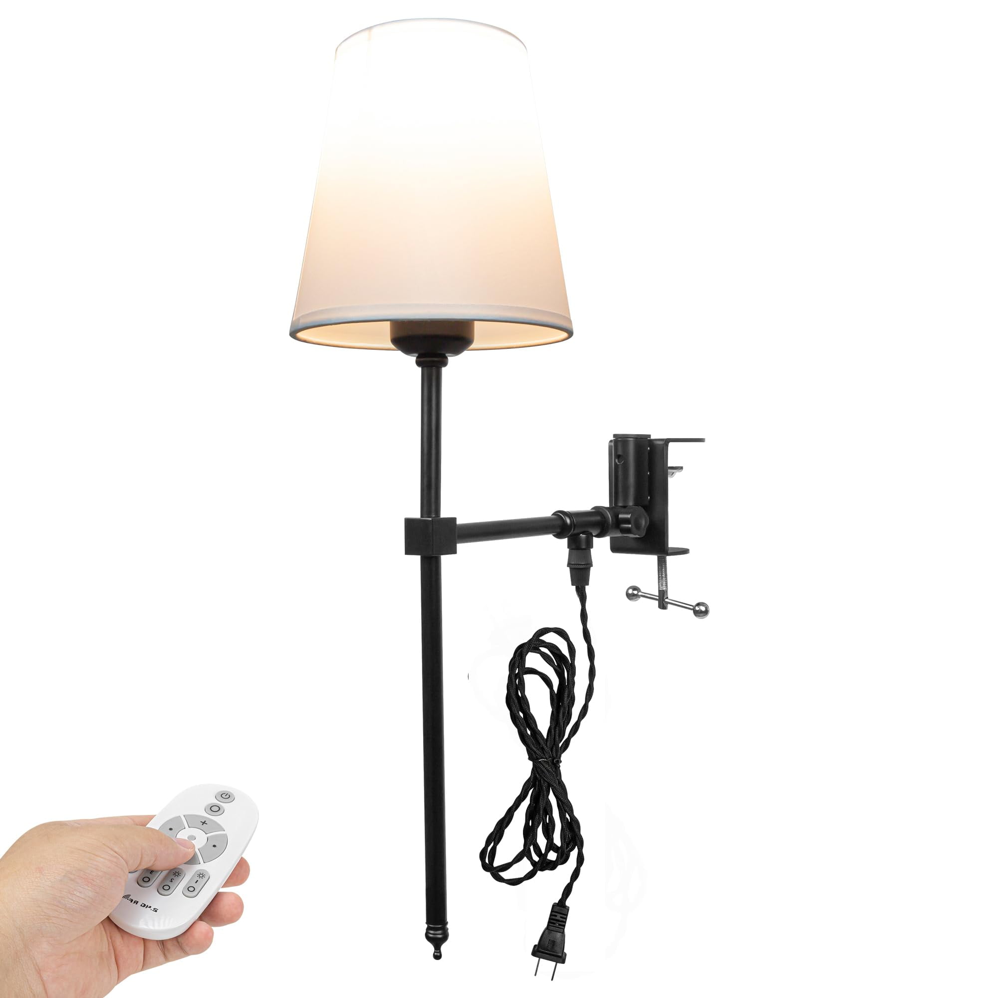 Kiven Clip Lamp, 1 Pack Farmhouse Clamp Lamp with Fabric Lampshade, 8 ...