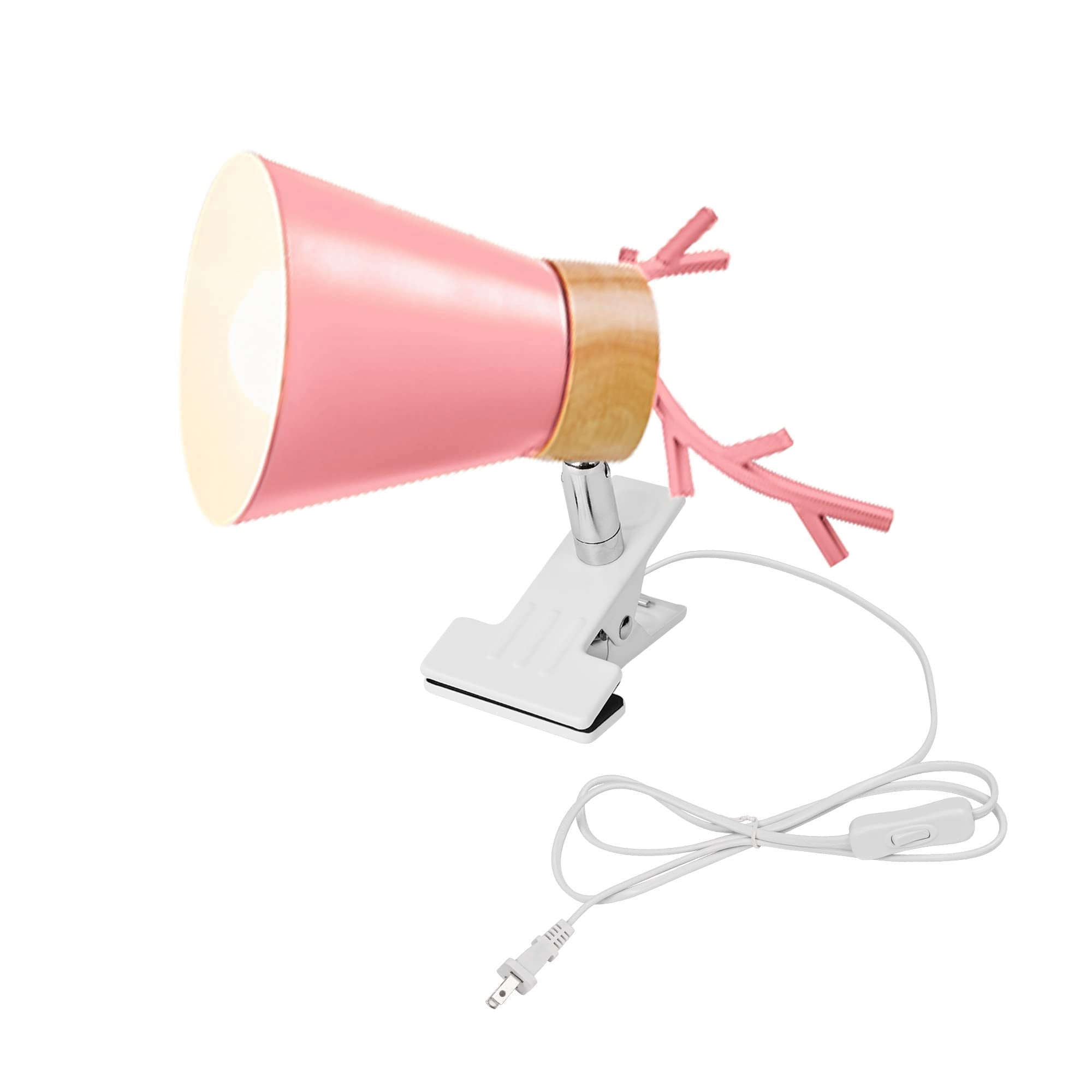 Kiven Clip on Light Pink Finish Iron Reading Lamp with 5.9ft Plug in ...