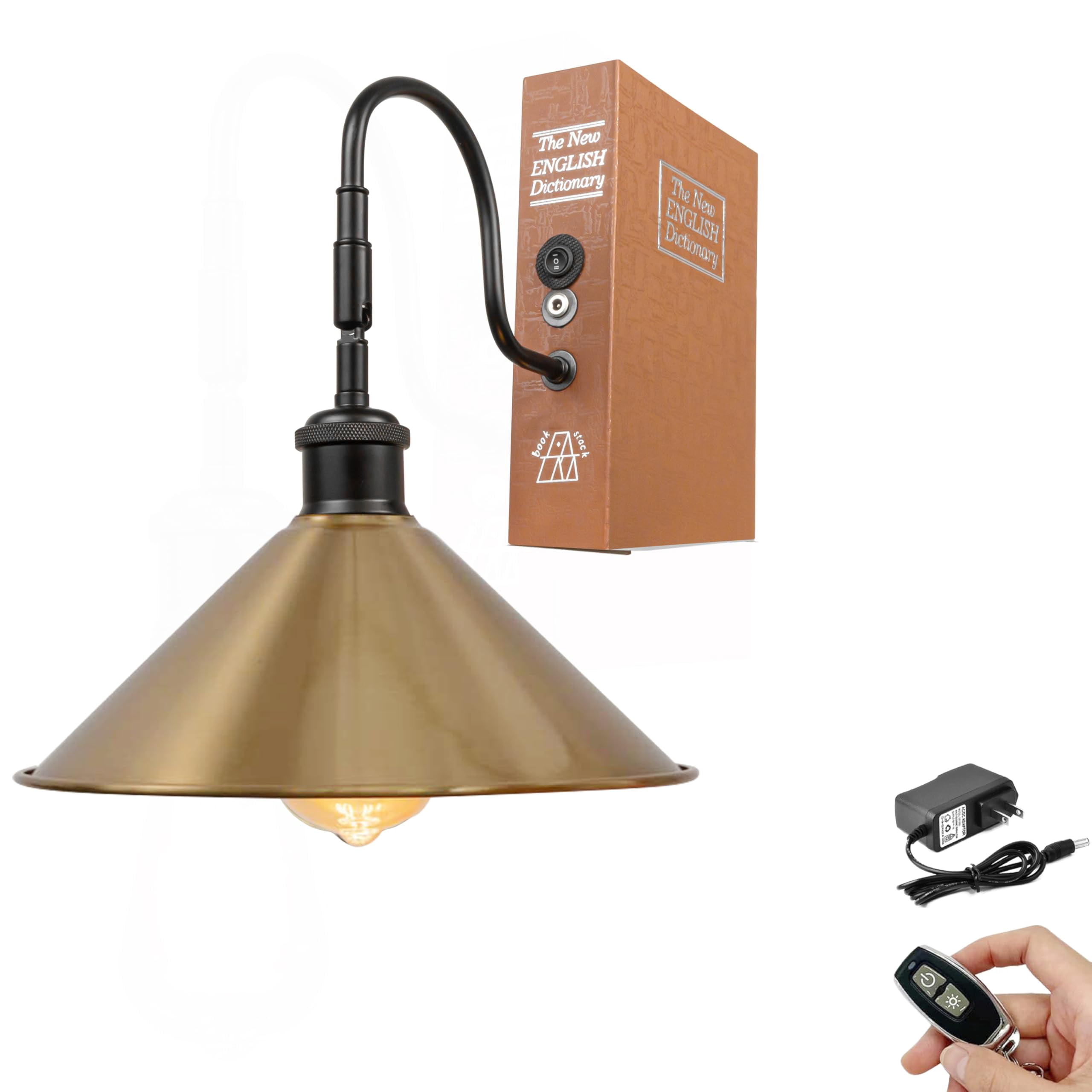 Kiven Cordless Bookshelf Lamp, 1-Light Rechargeable Bookcase Lighting ...