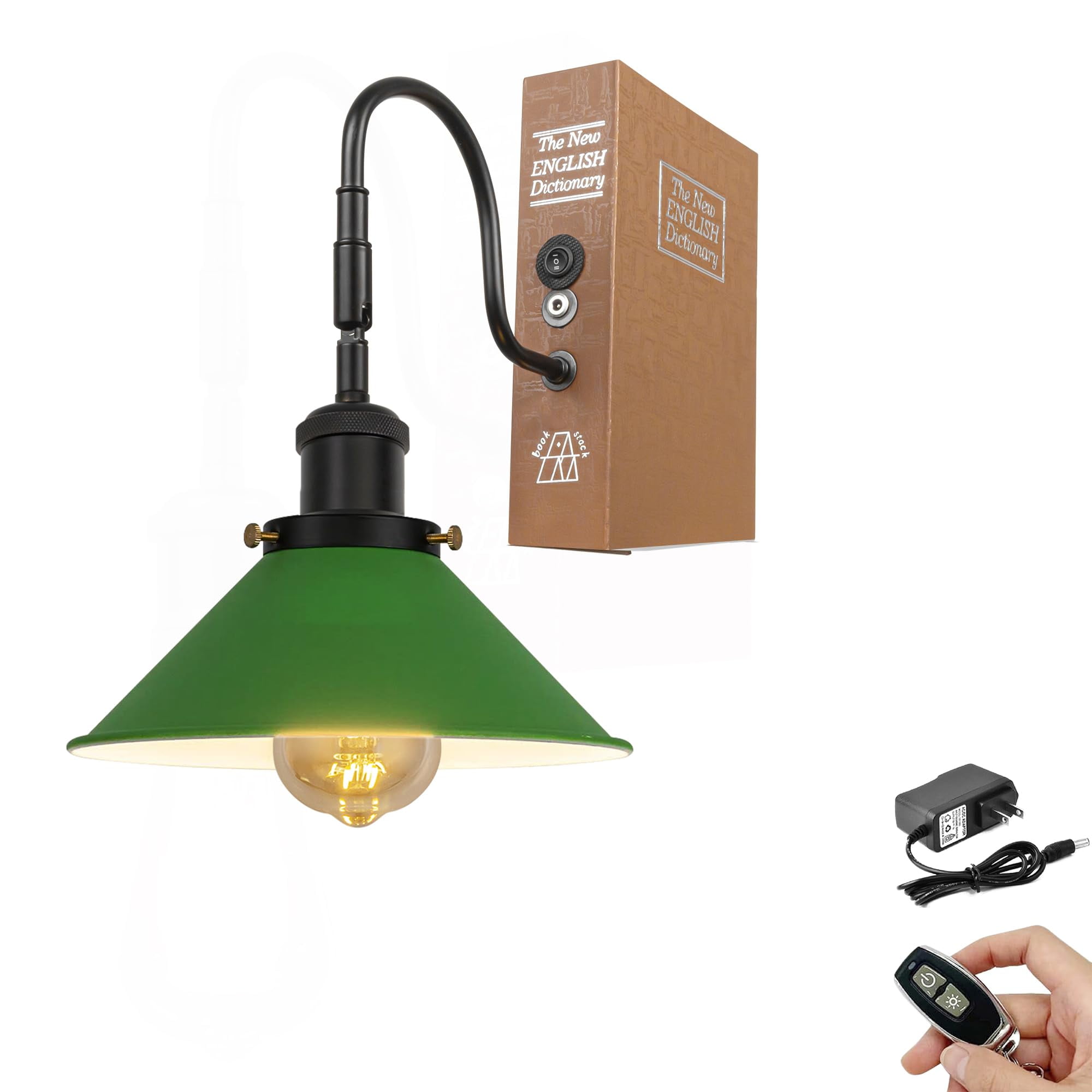 Kiven Cordless Bookshelf Lamp, 1-Light Rechargeable Bookcase Lighting ...