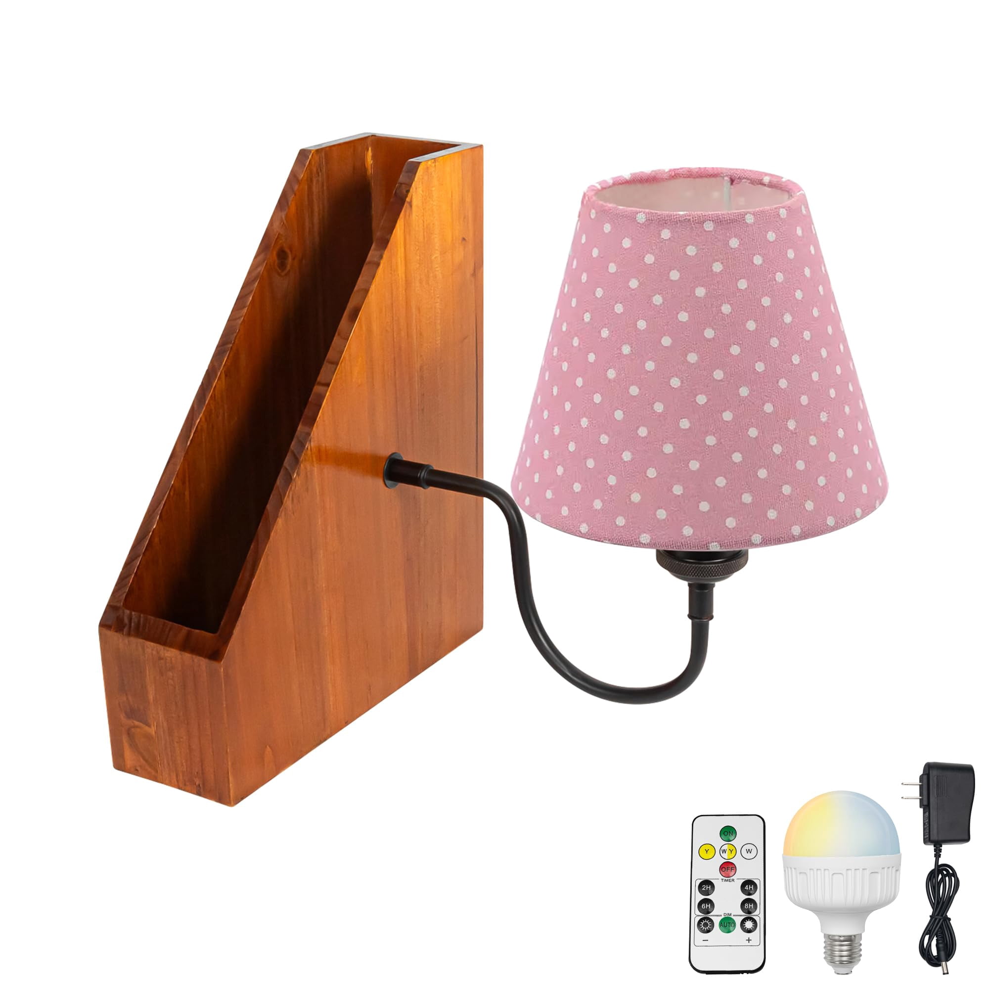 Kiven Cordless Bookshelf Lamp, Rechargeable Bookcase Lighting,Pink ...