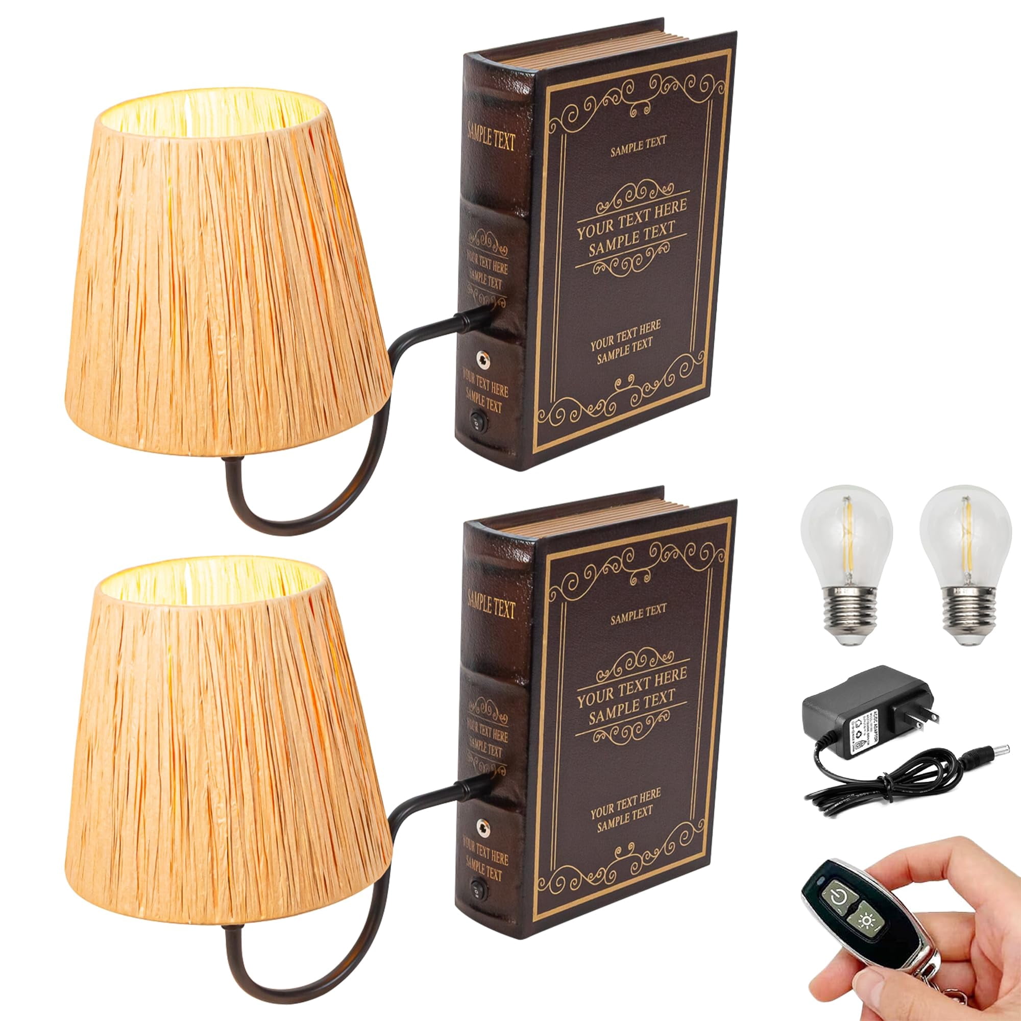 Kiven Cordless Bookshelf Lamp, Set of 2 Rechargeable Bookcase Lighting ...