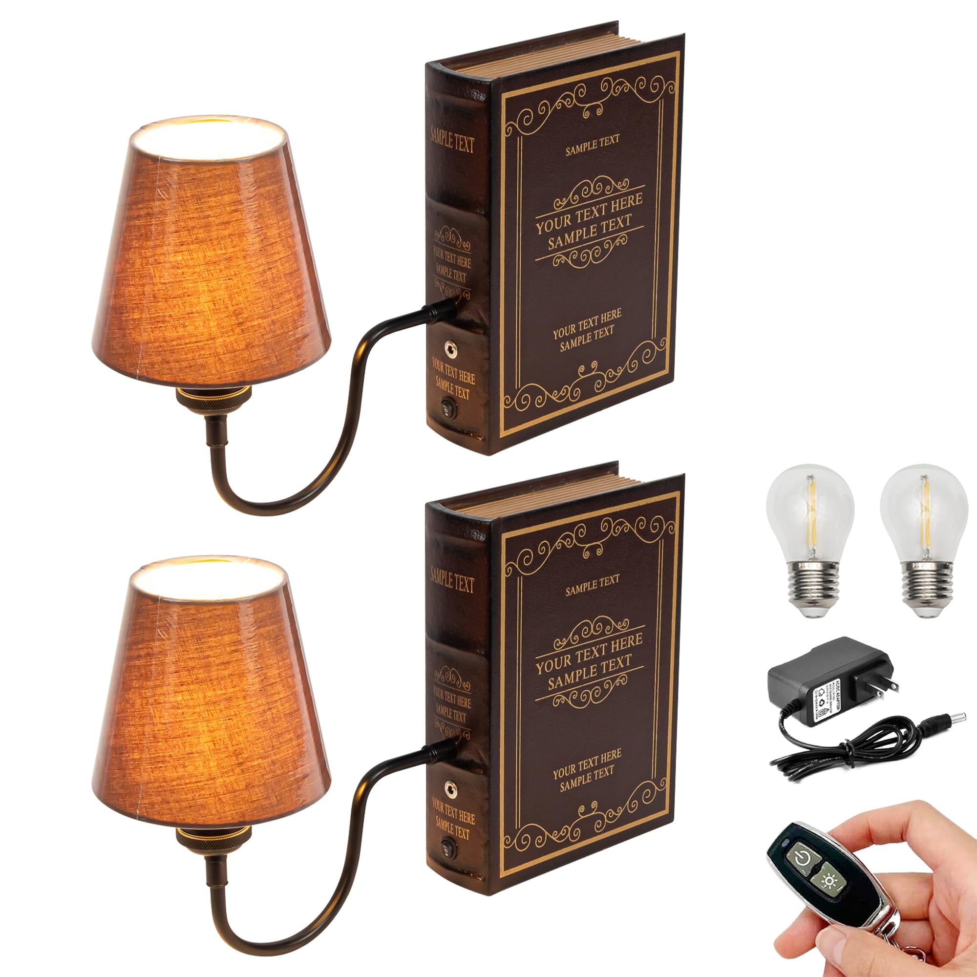 Kiven Cordless Bookshelf Lamp, Set of 2 Rechargeable Bookcase Lighting ...
