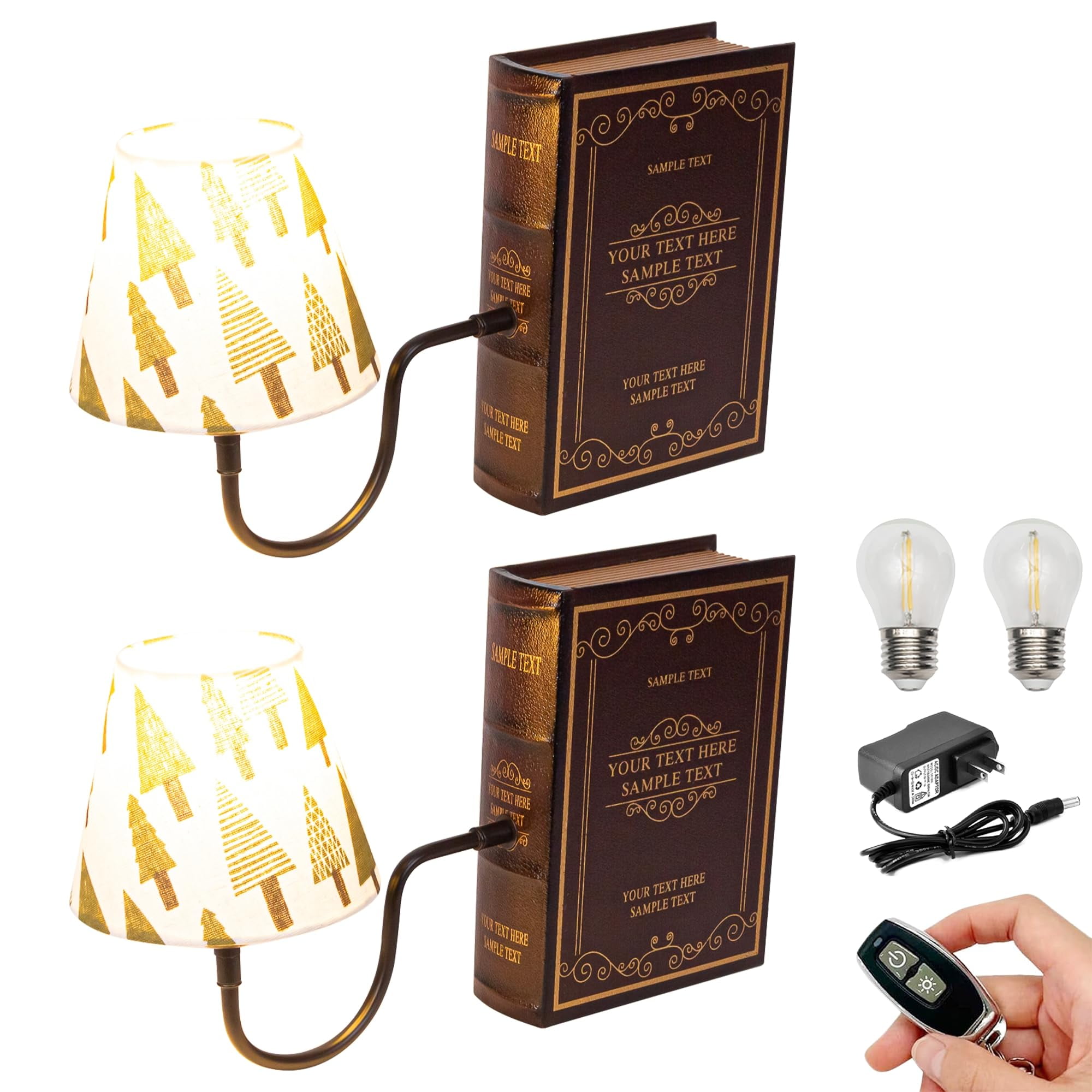 Kiven Cordless Bookshelf Lamp, Set of 2 Rechargeable Bookcase Lighting ...