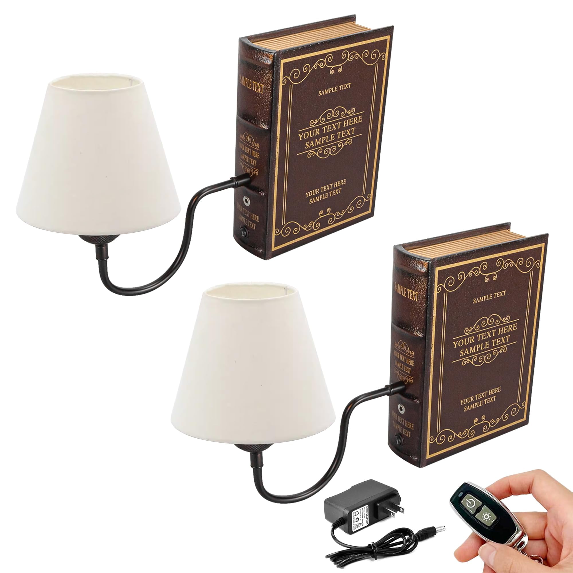 Kiven Cordless Bookshelf Lamp, Set of 2 Rechargeable Bookcase Lighting ...