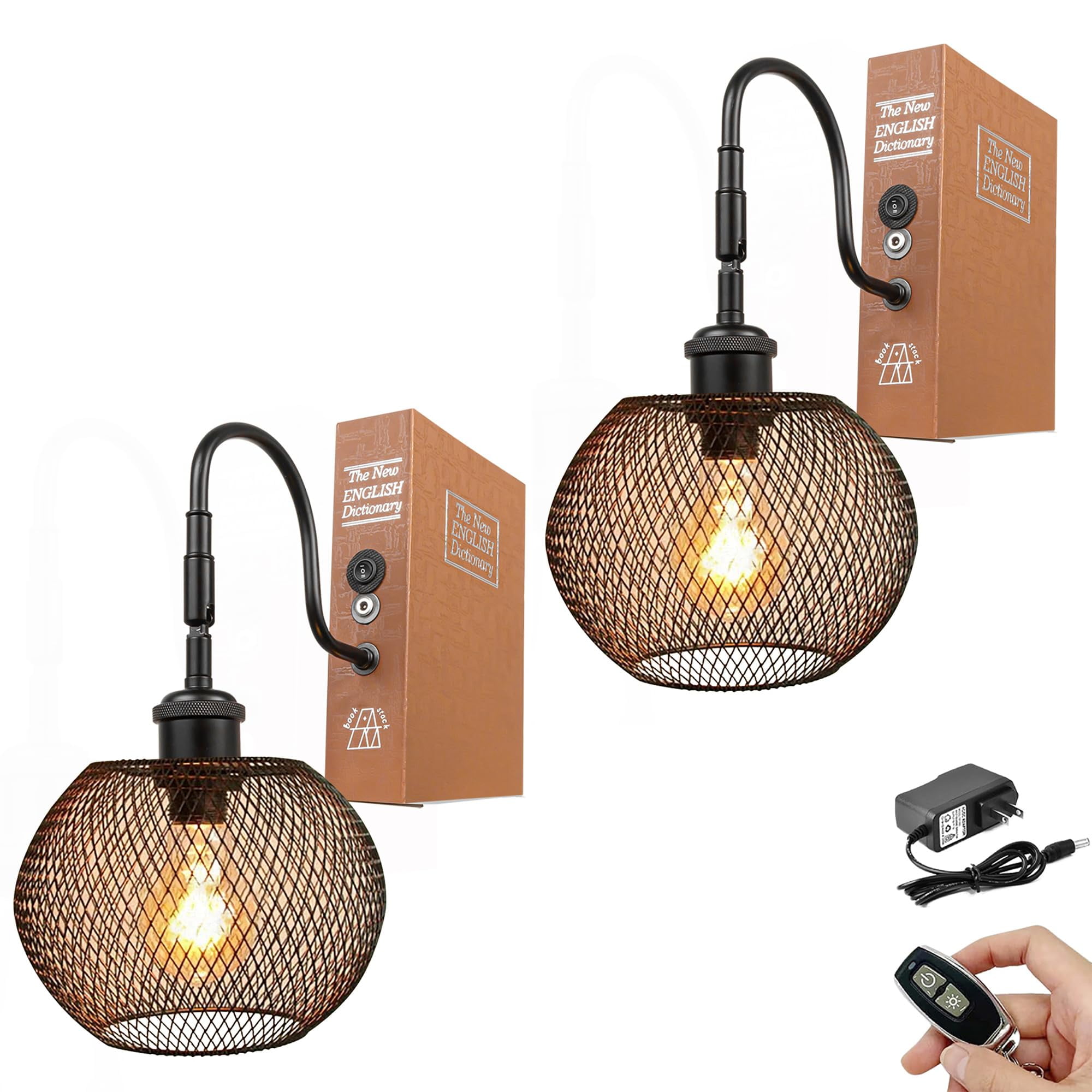 Kiven Cordless Bookshelf Lamps, Set of 2 Rechargeable Bookcase Lighting ...