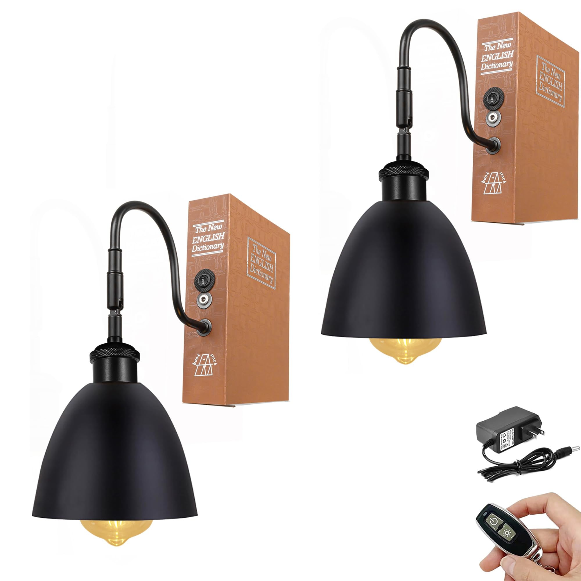 Kiven Cordless Bookshelf Lamps, Set of 2 Rechargeable Bookcase Lighting ...