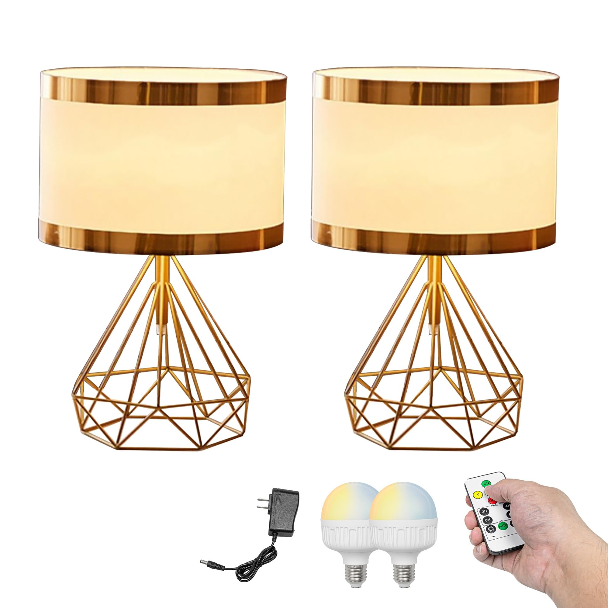 Kiven Cordless Table Lamp, Dimmable LED Desk Lamp with φ9.8in Fabric ...