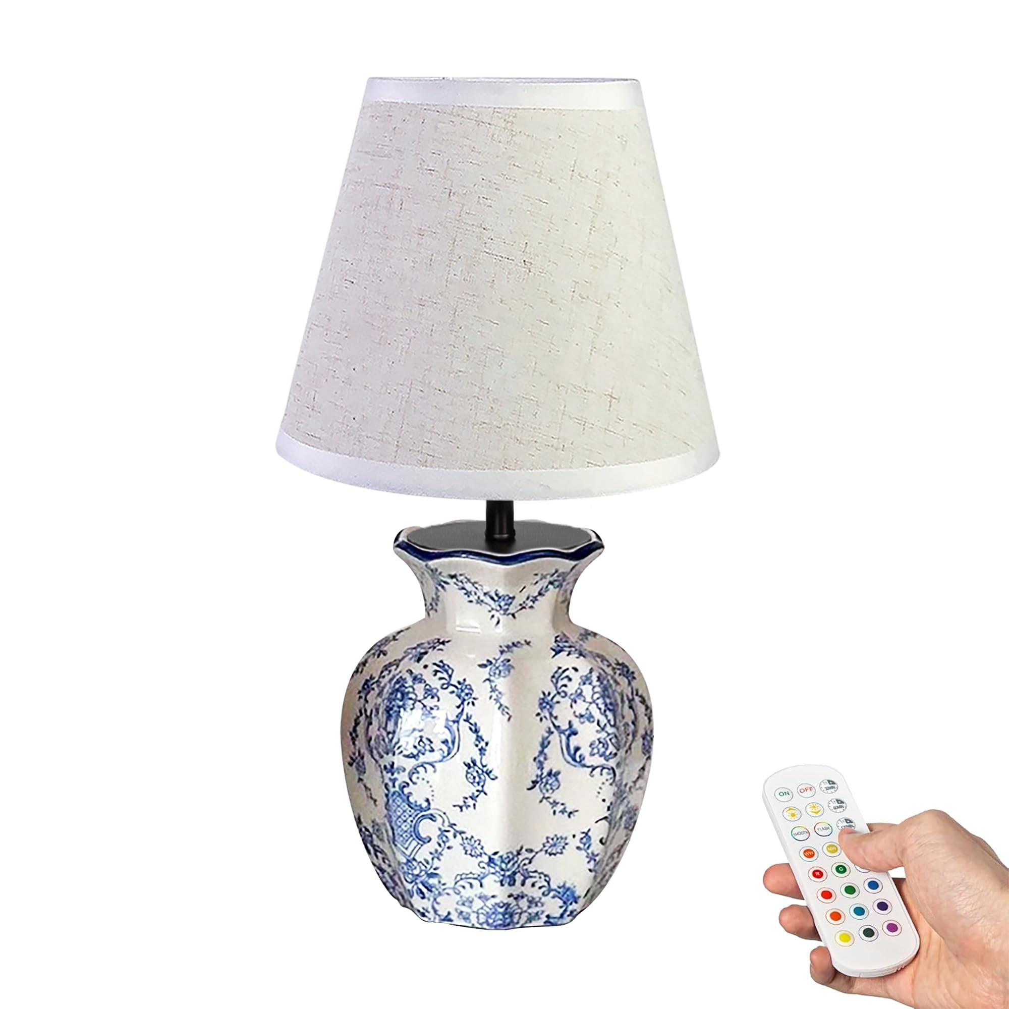 Kiven Cordless Table Lamp, Dimmable LED Vase Lamps with Fabric ...