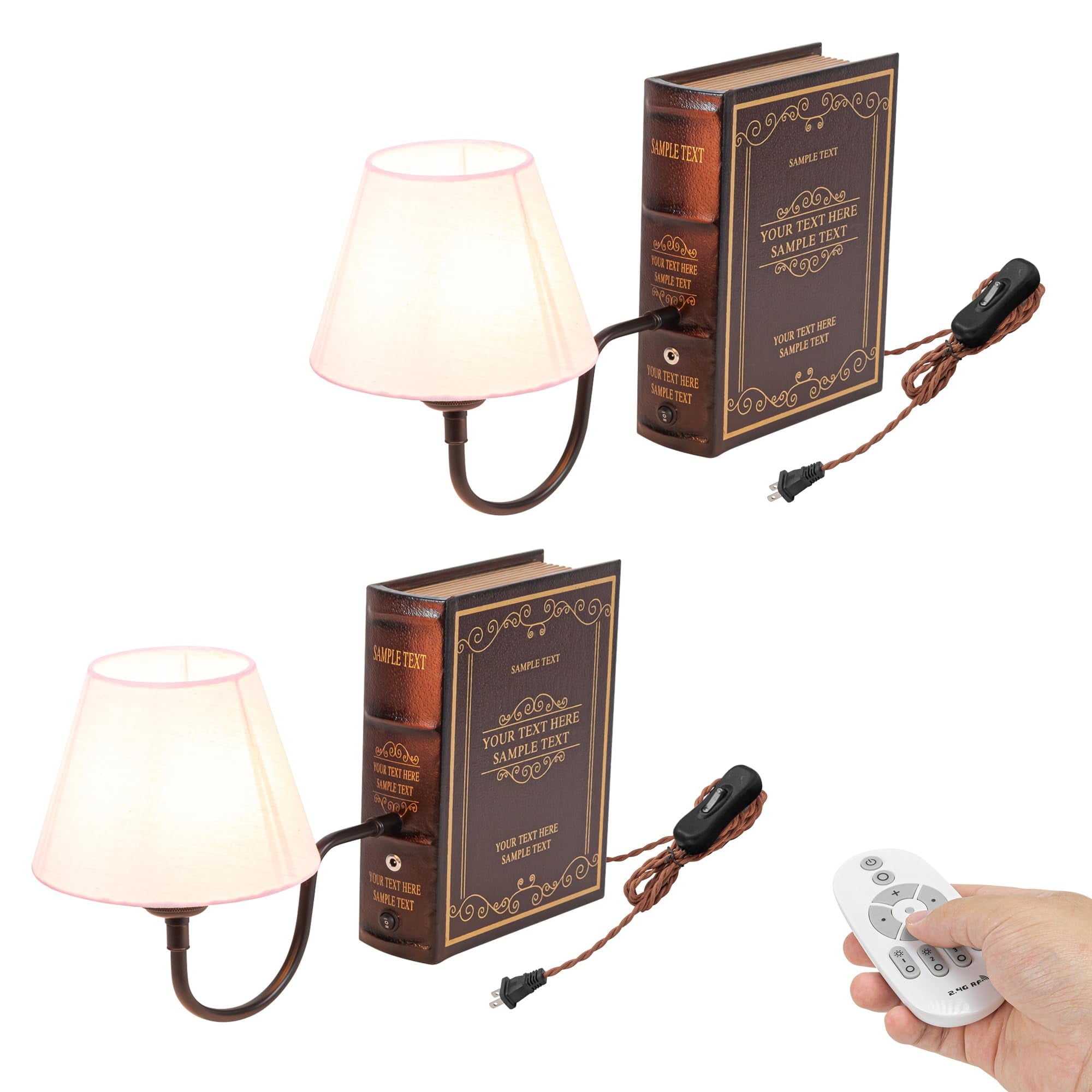 Kiven Dimmable Bookshelf Lamp, Set of 2 Classic Library Sconce with ...