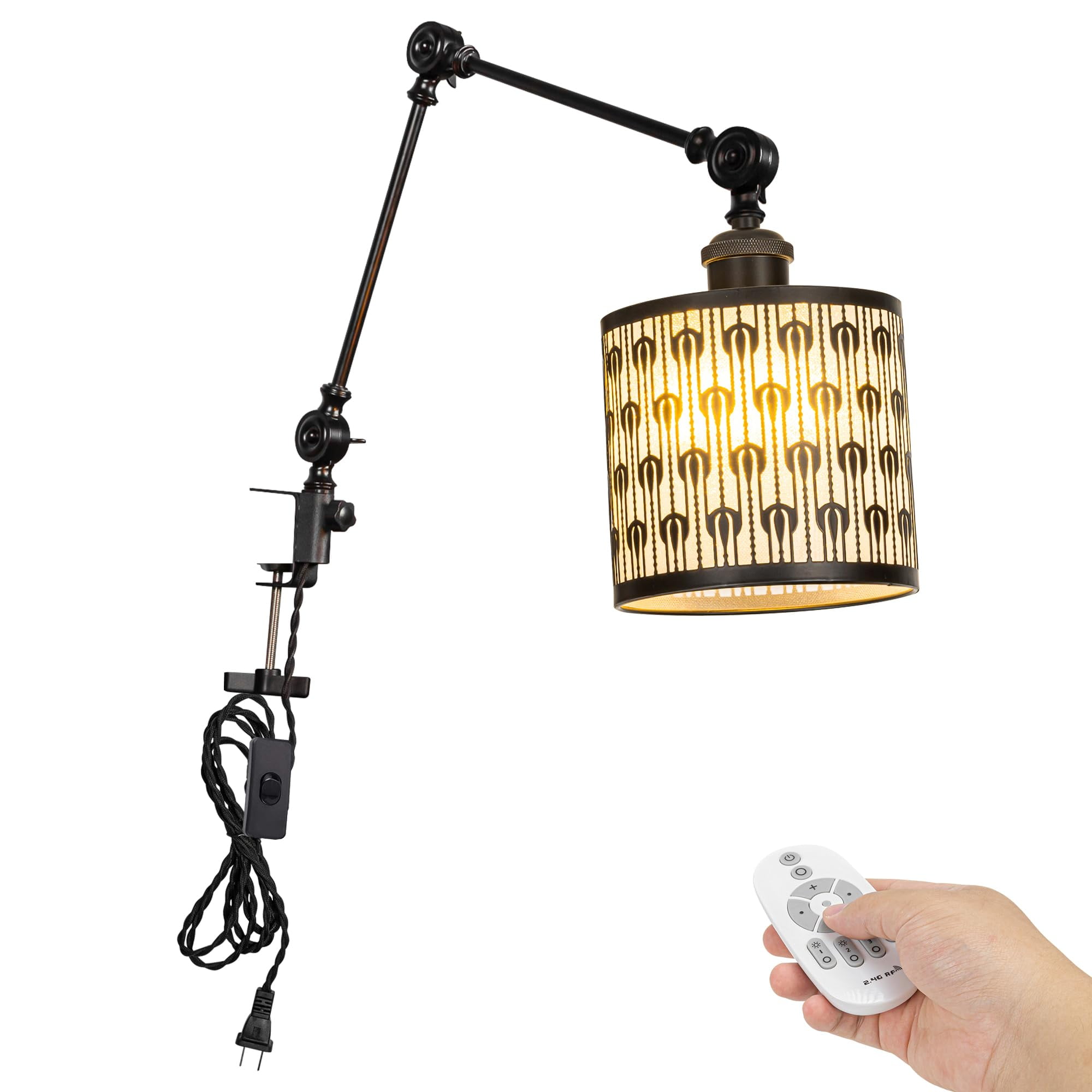 Kiven Dimmable Clamp Light for Shelf, 1-Light Iron Vintage clip on ...