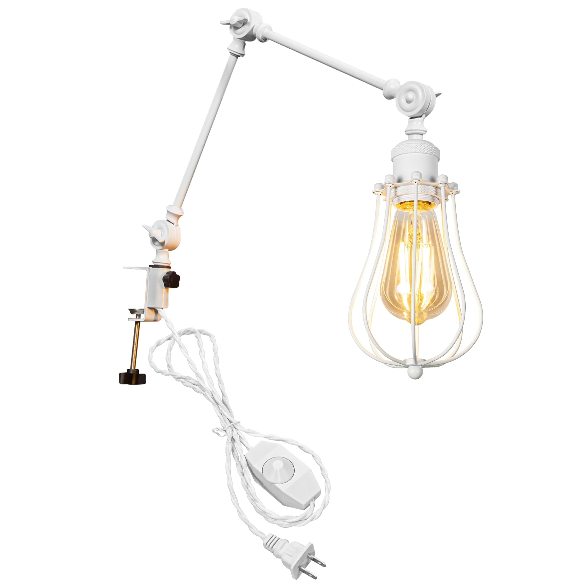 Kiven Dimmable Clamp Light for Shelf, 1-Light White Vintage clip on ...