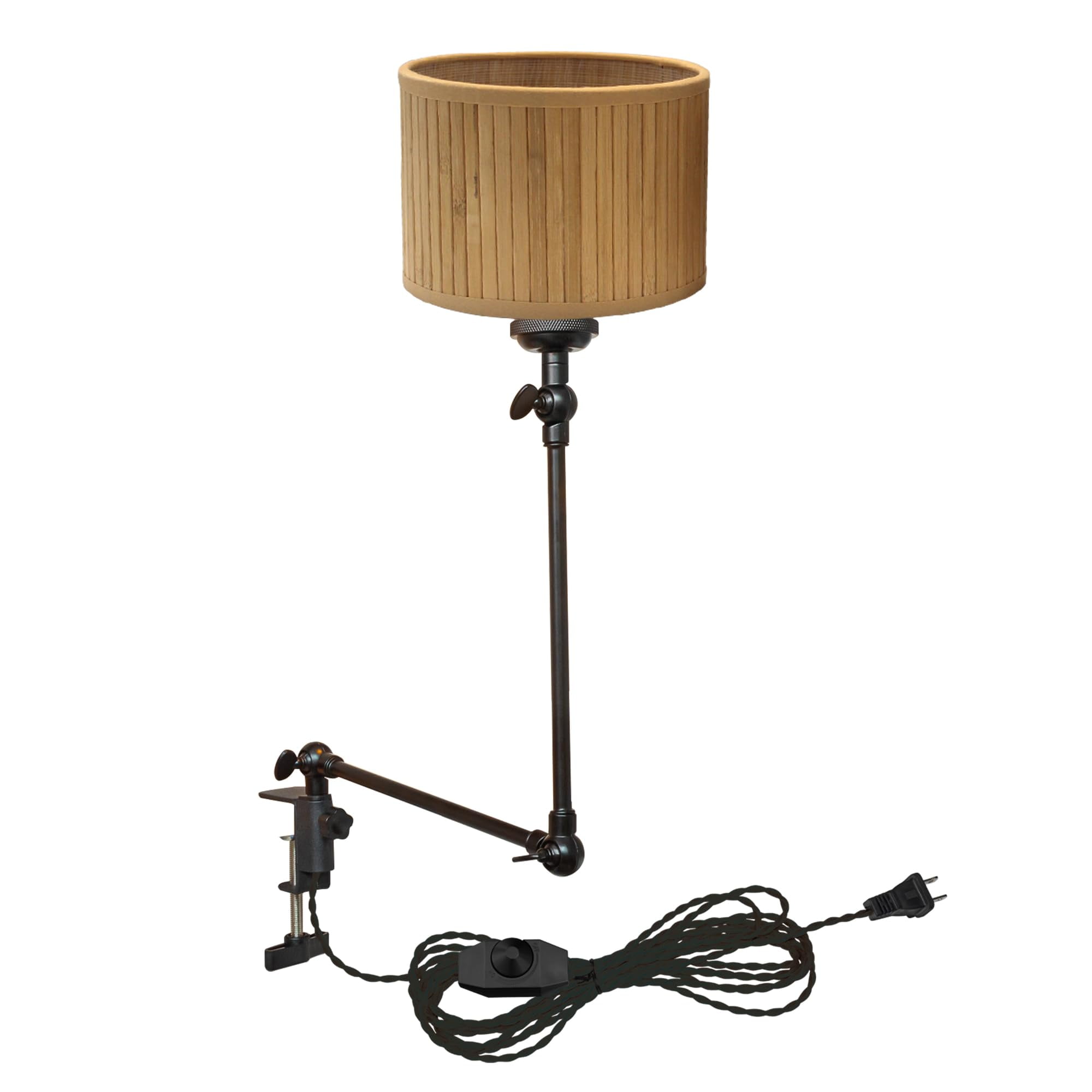 Kiven Dimmable Clip-on Desk Lamp, 1-Light Bamboo Nightstand Lamp with ...