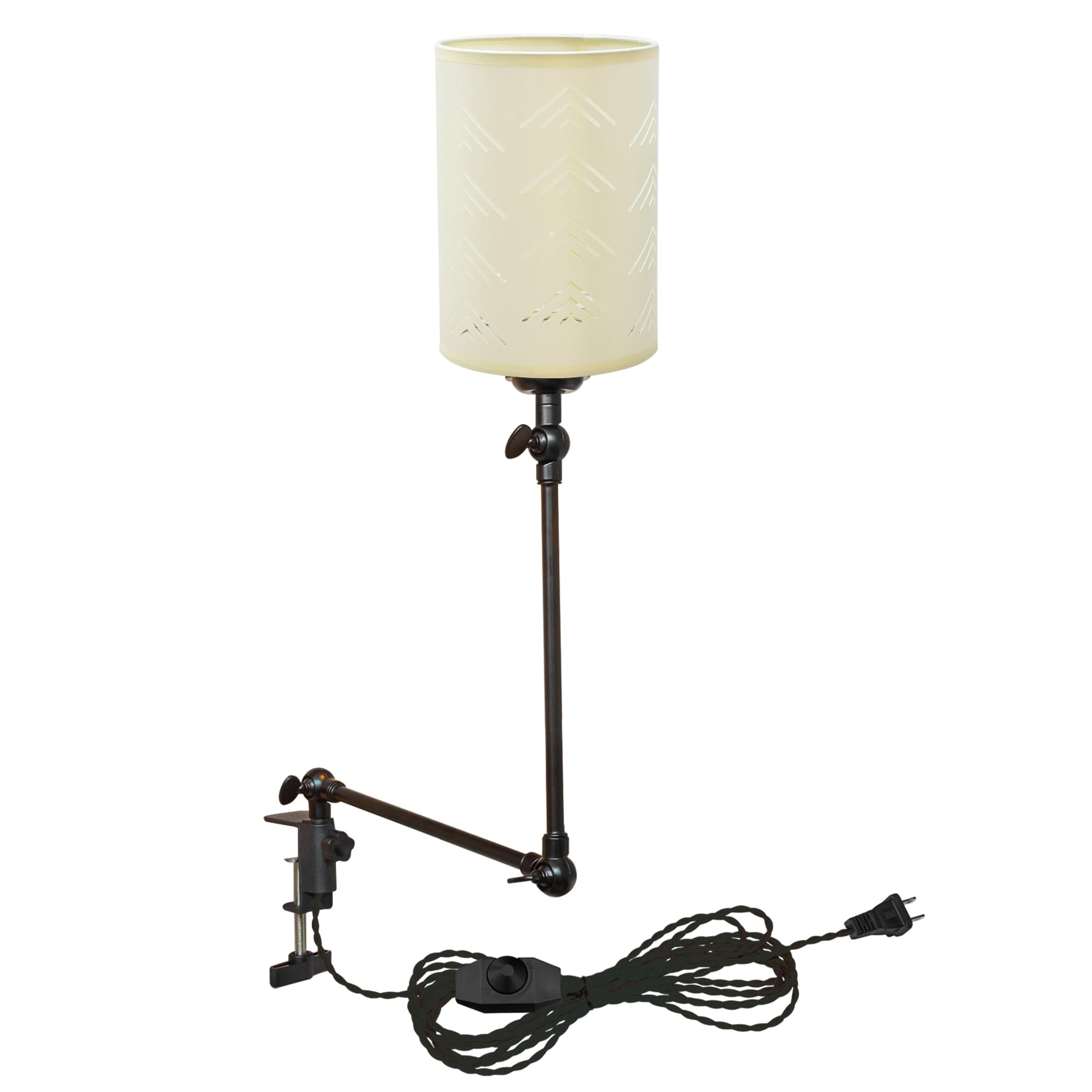 Kiven Dimmable Clip-on Desk Lamp, 1-Light Beige Fabric Nightstand Lamp ...