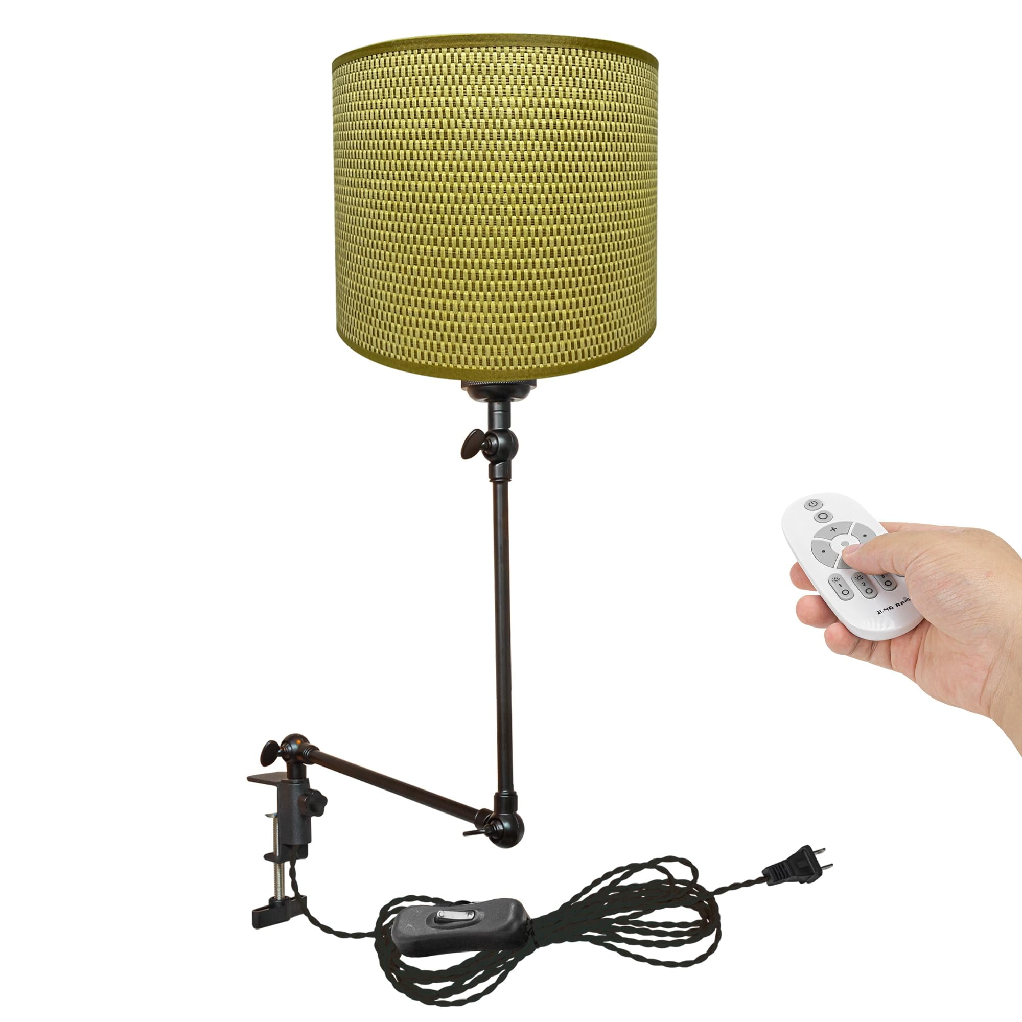 Kiven Dimmable Clip-on Desk Lamp, 1-Light Fabric Nightstand Lamp with ...