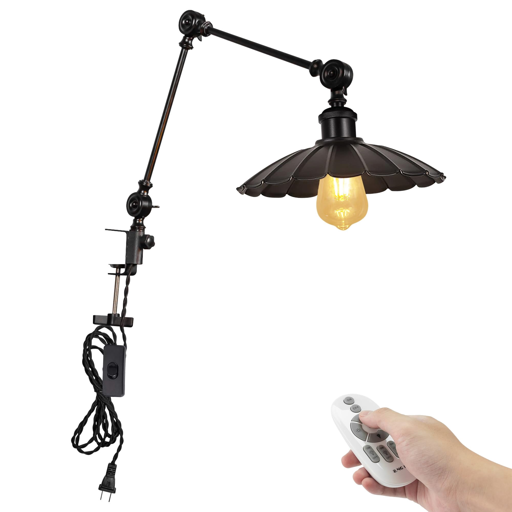 Kiven Dimmable Clip-on Desk Lamp, 1-Light Iron Industrial clip on light ...