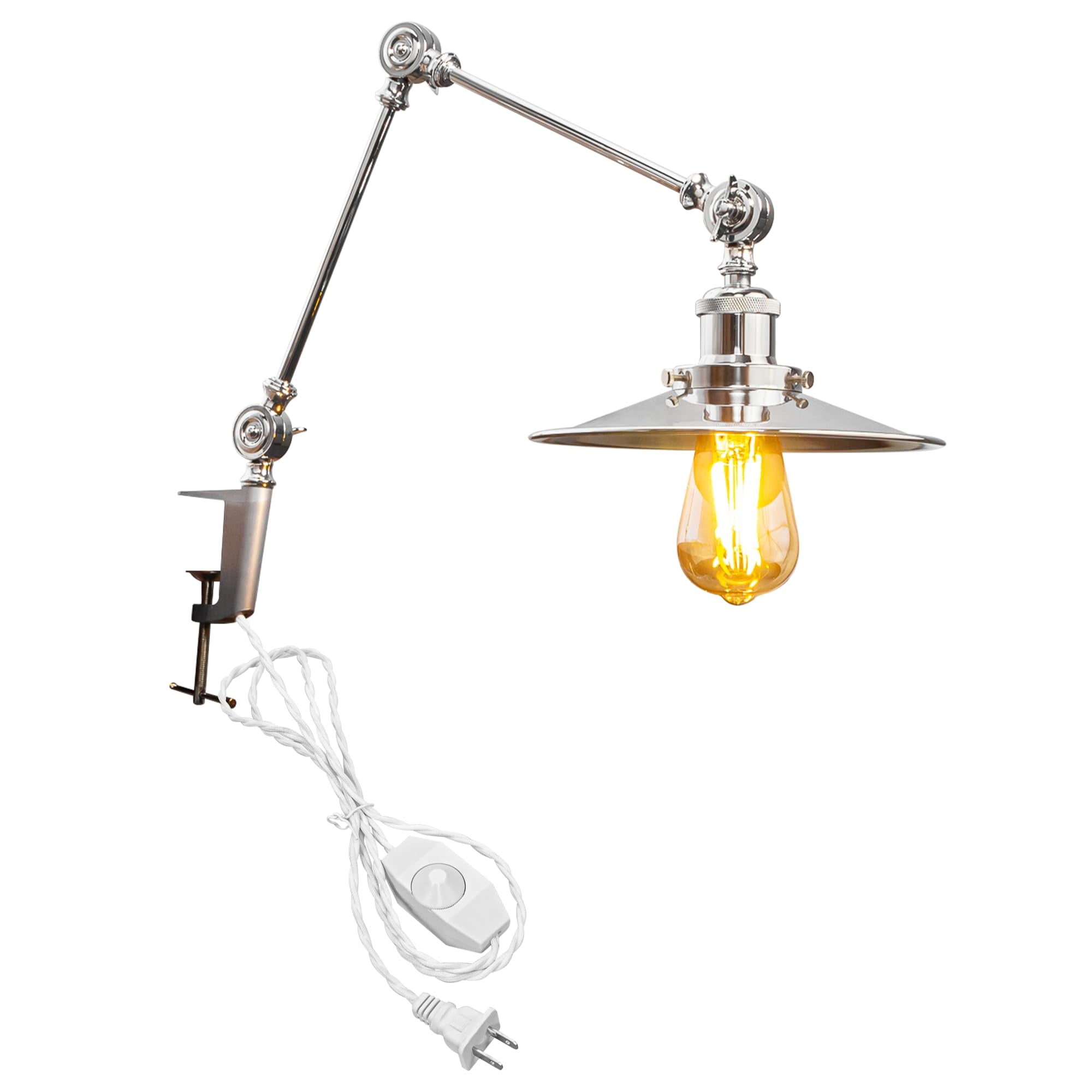 Kiven Dimmable Clip-on Desk Lamp, 1-Light Iron Modern Nightstand Lamp ...