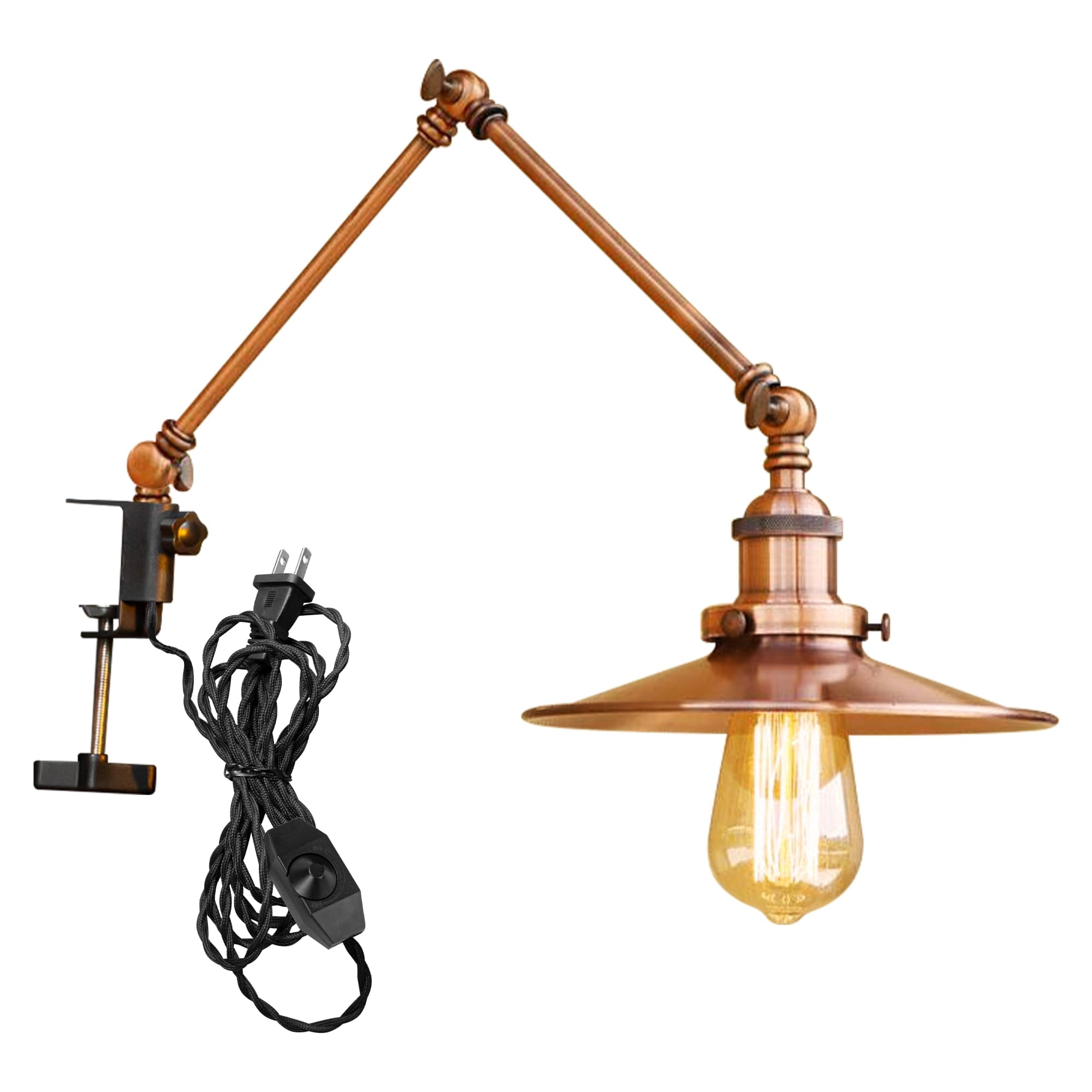 Kiven Dimmable Clip-on Desk Lamp, 1-Light Iron Modern Nightstand Lamp ...